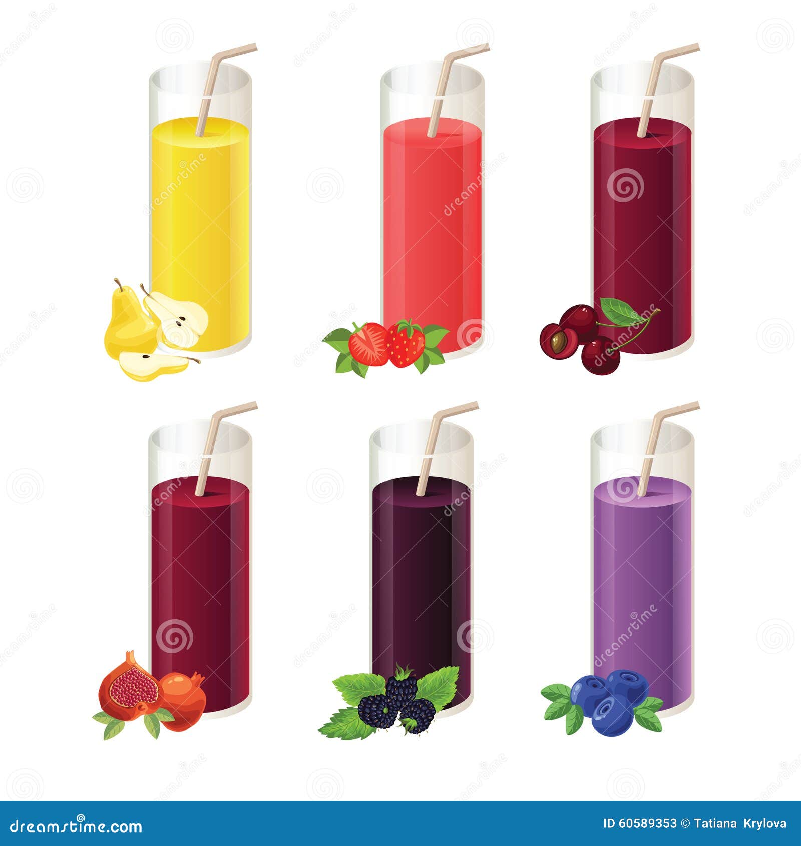 Set of Various Juice and Berry Stock Vector - Illustration of fresh ...