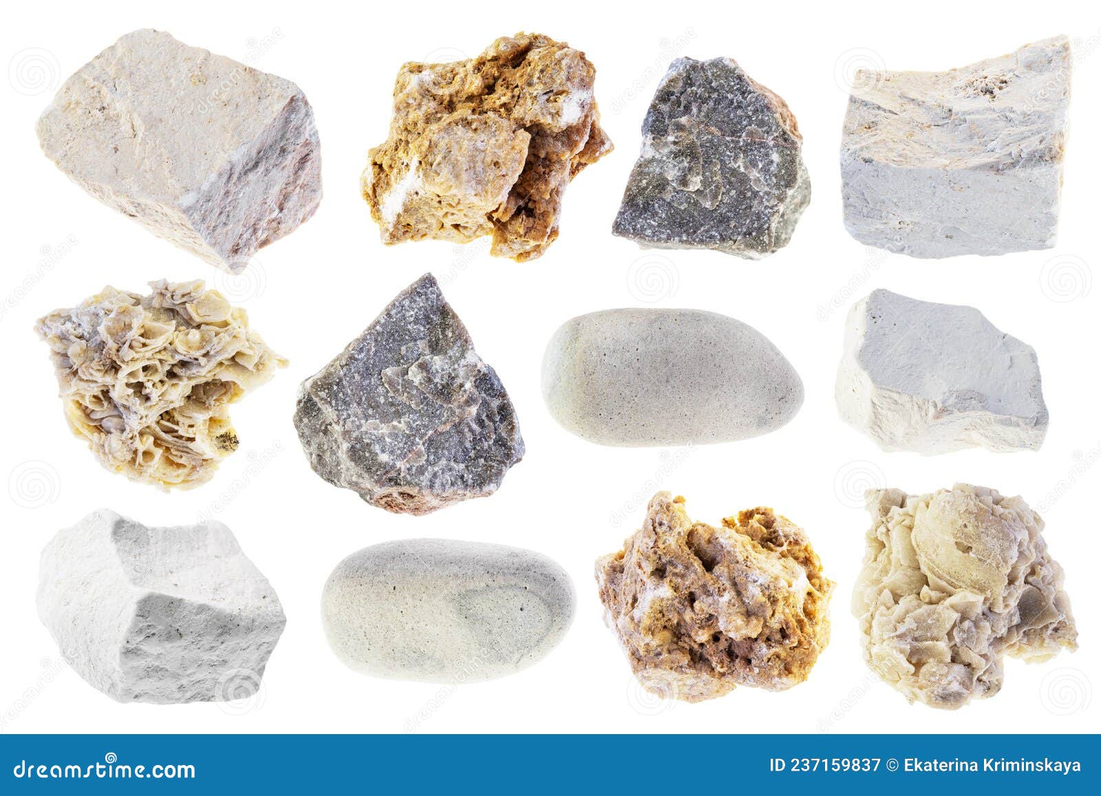 Set of Various Limestone Stone Cutout on White Stock Image - Image of ...