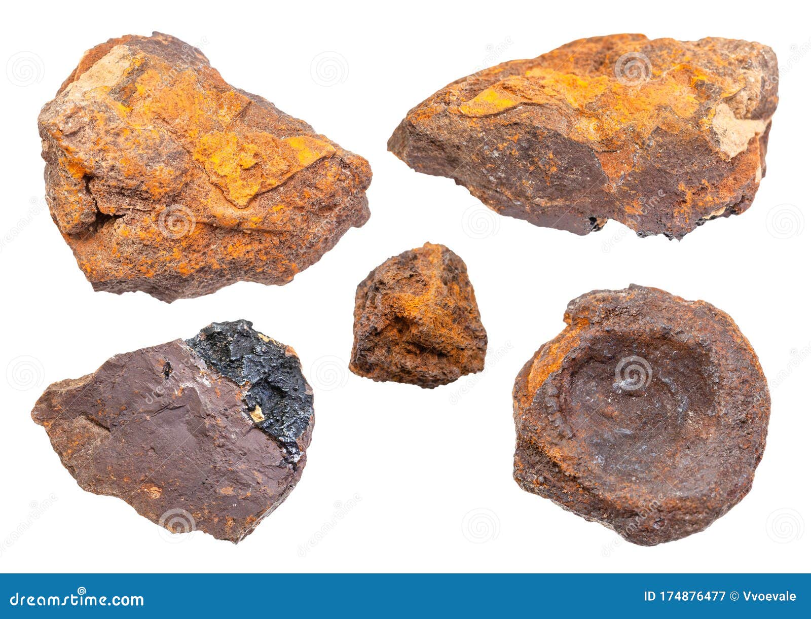 Set of Various Limonite Brown Iron Ore Rocks Stock Image - Image of ...