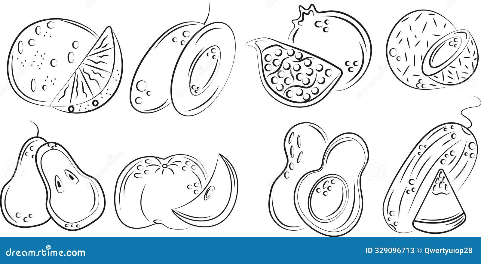 Set of Various Logos of Whole Fruit and Pieces of Fruit Stock ...