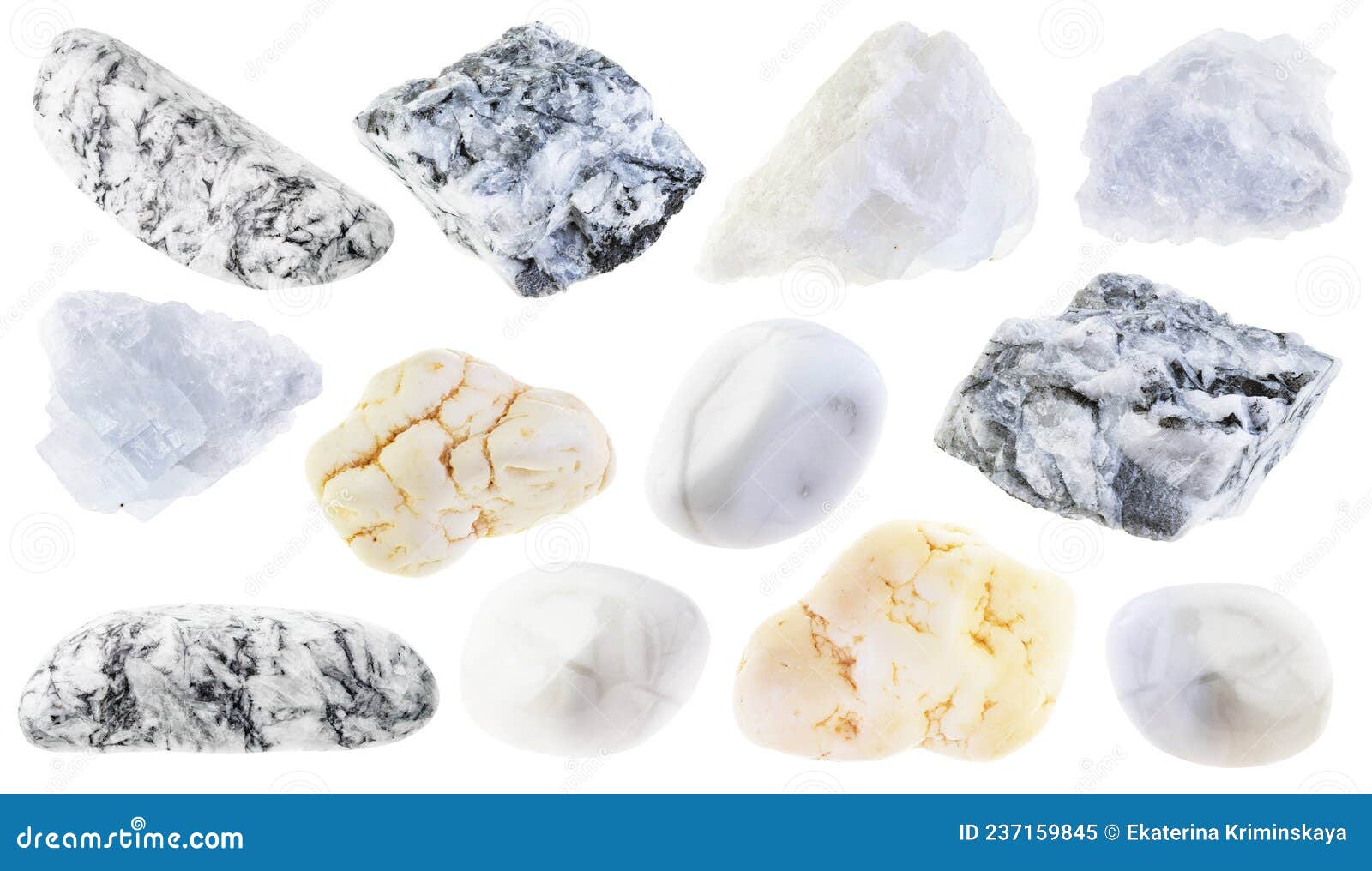 Set of Various Magnesite Stones Cutout on White Stock Image - Image of ...