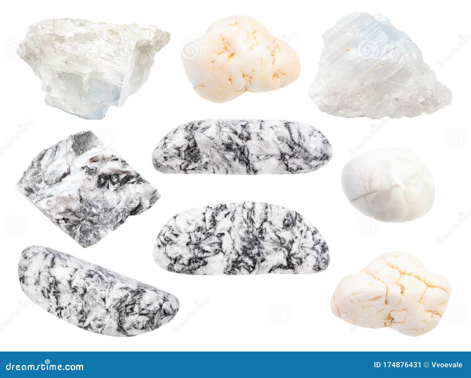Set of Various Magnesite Stones Isolated on White Stock Image - Image ...