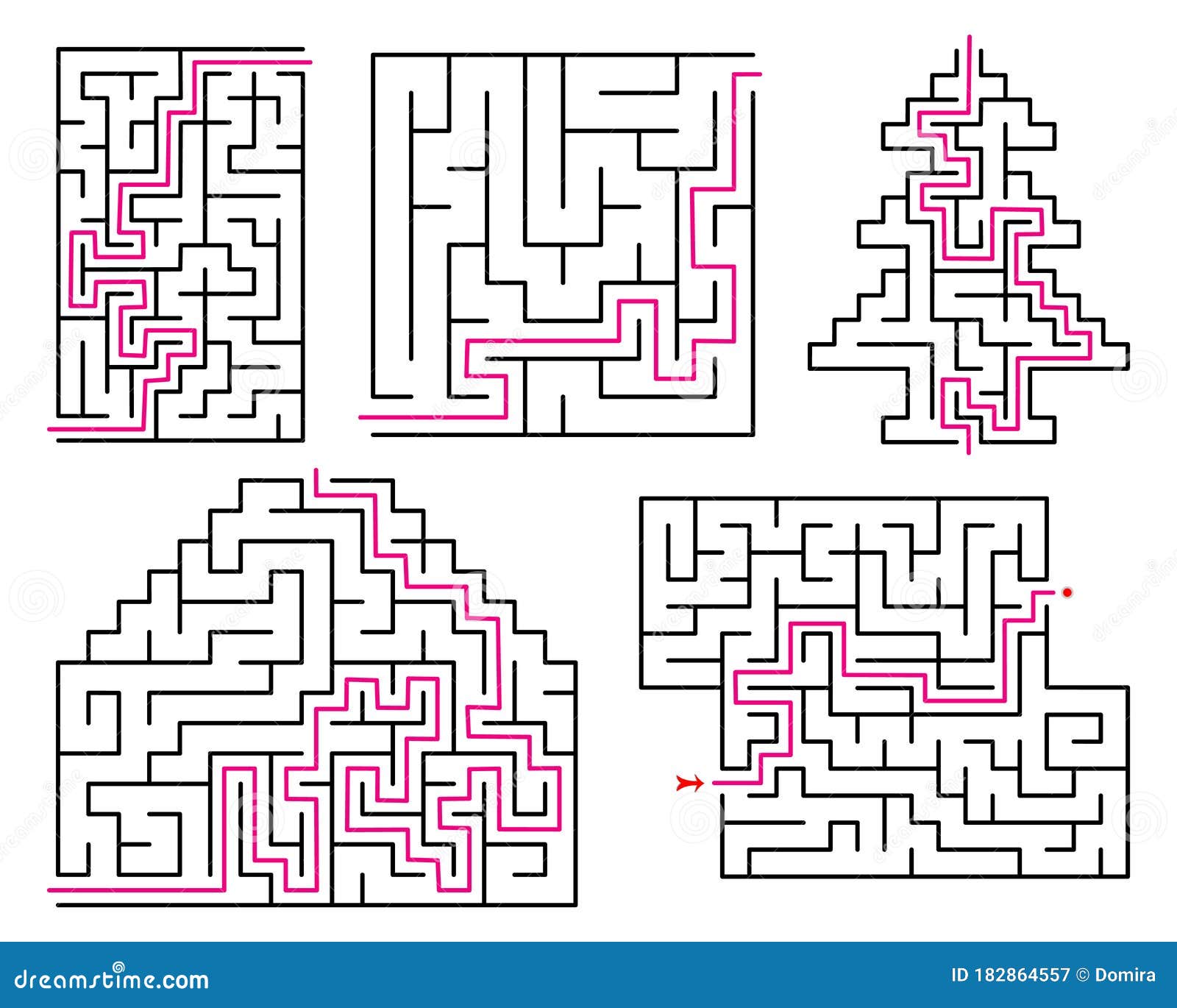 Set of Various Mazes. Templates for Puzzles and Education Games Stock ...