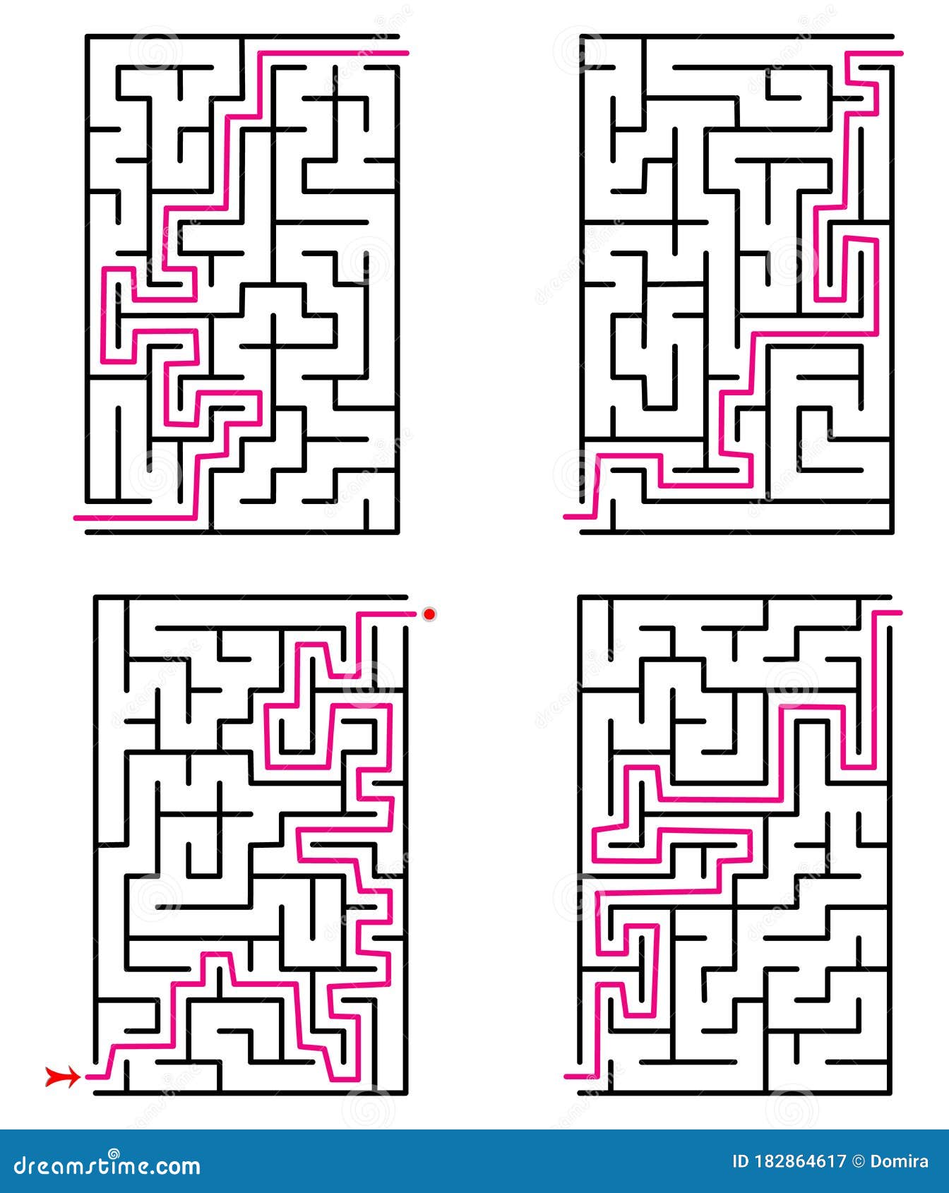 Set of Various Mazes. Templates for Puzzles and Education Games Stock ...
