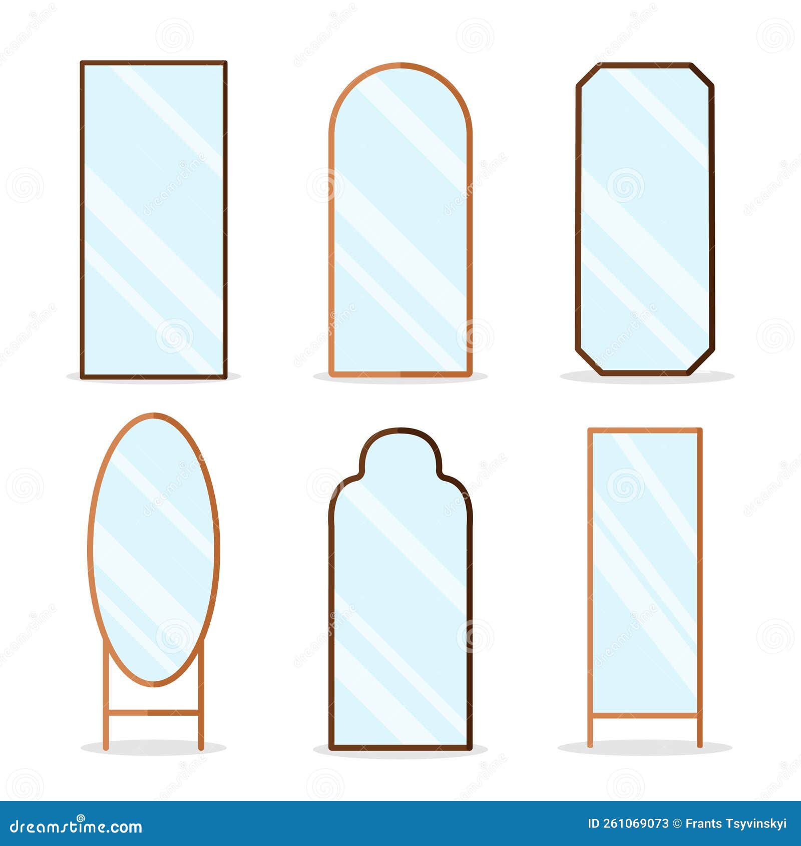 Set of Various Mirrors in Cartoon Style. Vector Illustration of Large ...