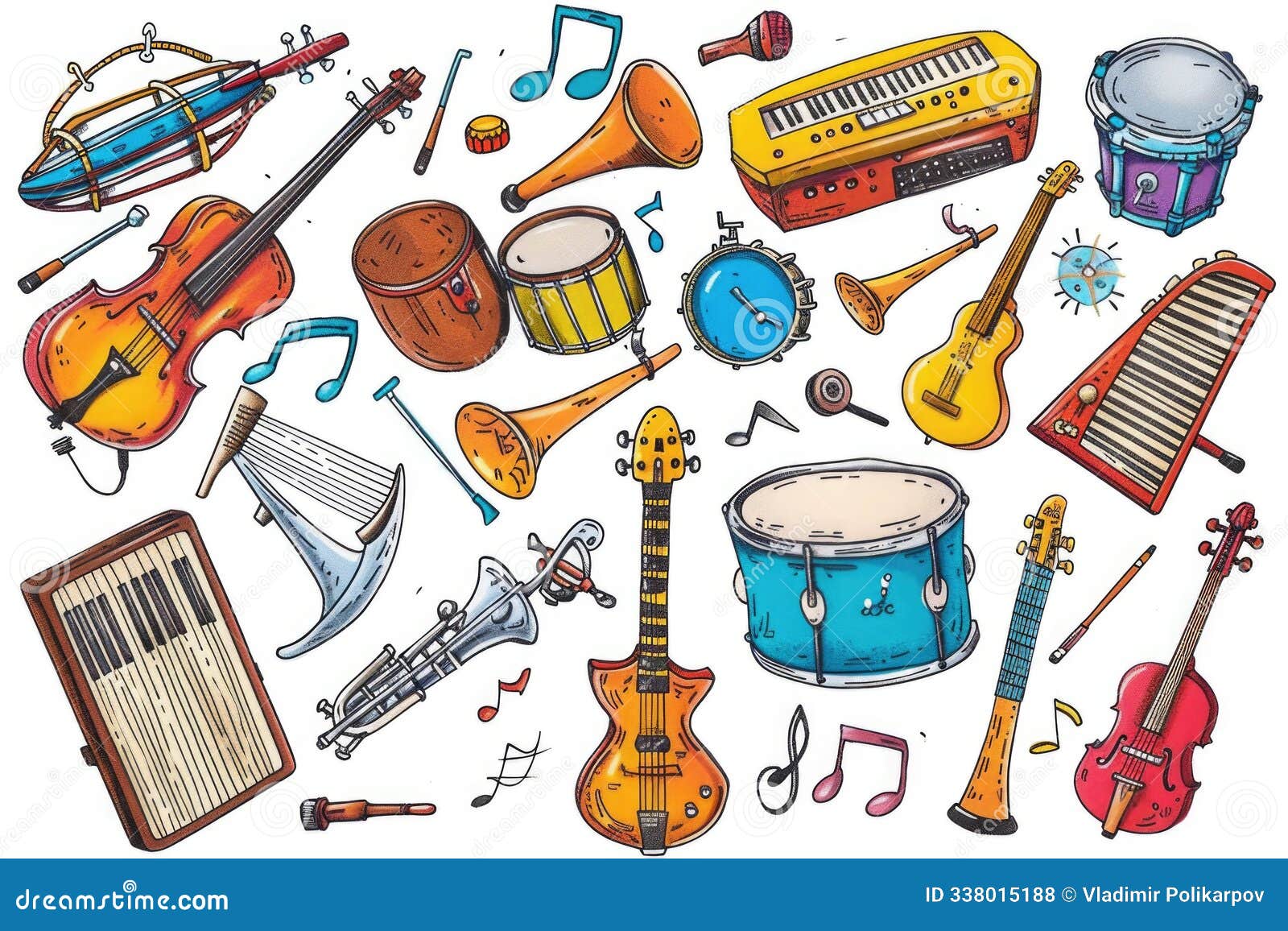 A Set of Various Musical Instruments on Display or Storage Stock Photo ...