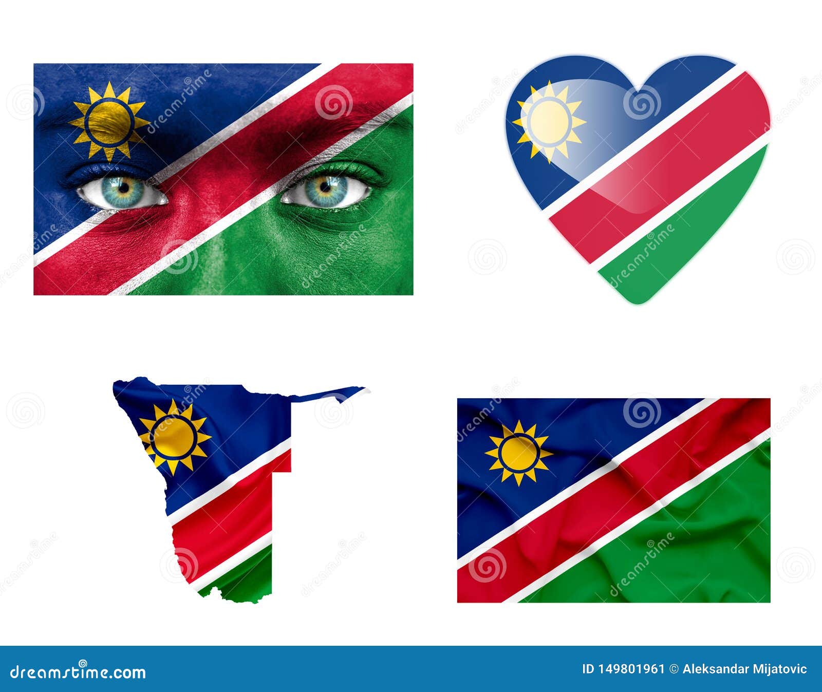 Set of Various Namibia Flags Stock Illustration - Illustration of ...