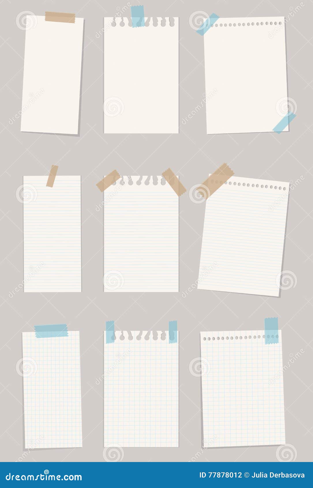 Set of Various Note Papers. Vector Illustration. EPS 10 Stock Vector ...