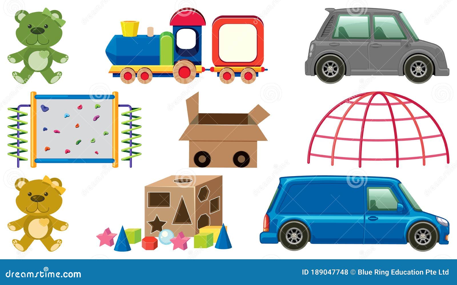 Set of Various Objects Cartoon Stock Vector - Illustration of wildlife ...