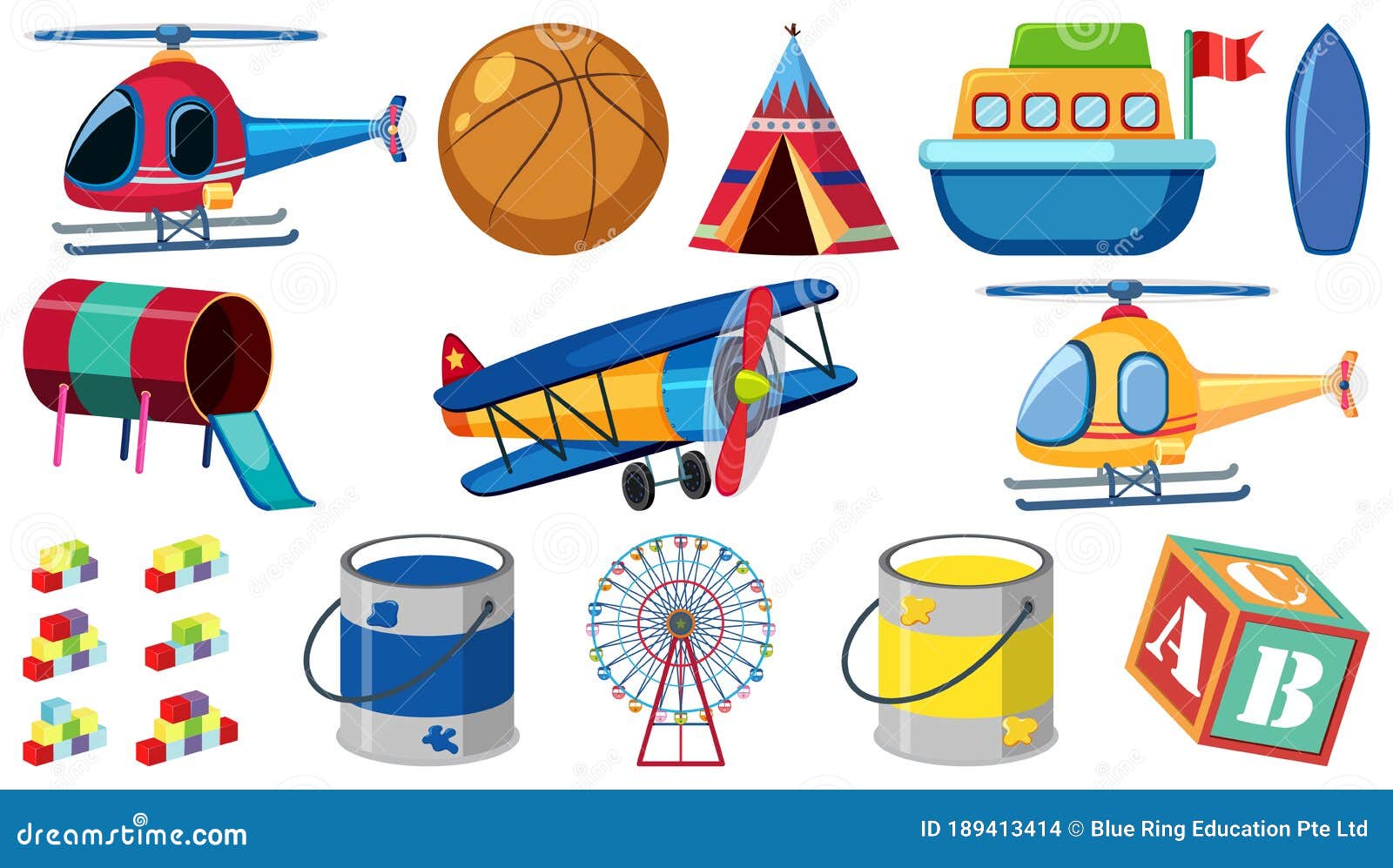 Set of Various Objects Cartoon Stock Vector - Illustration of paint ...