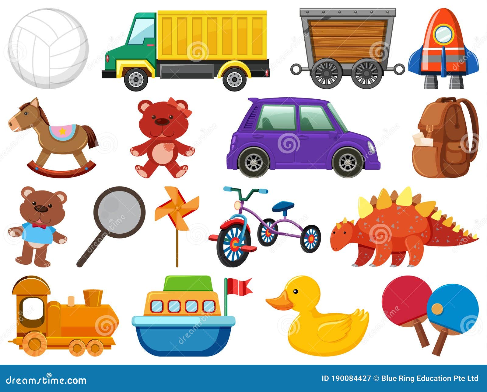 Set of Various Objects Cartoon Stock Vector - Illustration of figures ...