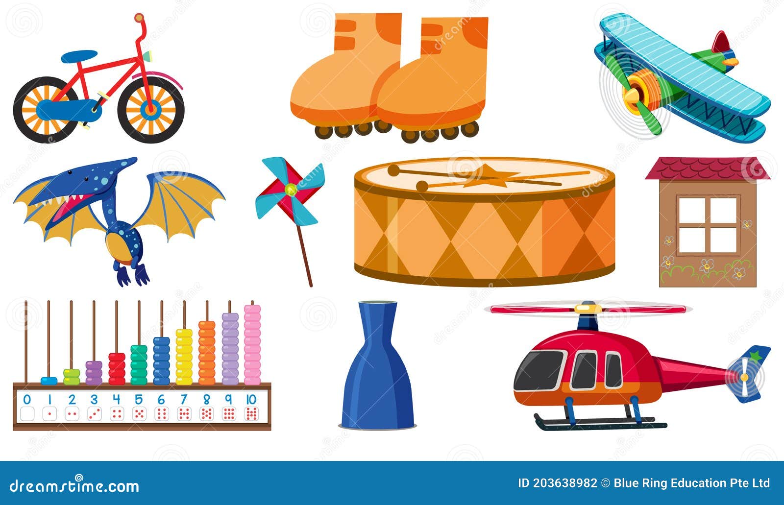 Set of Various Objects Cartoon Stock Vector - Illustration of house ...