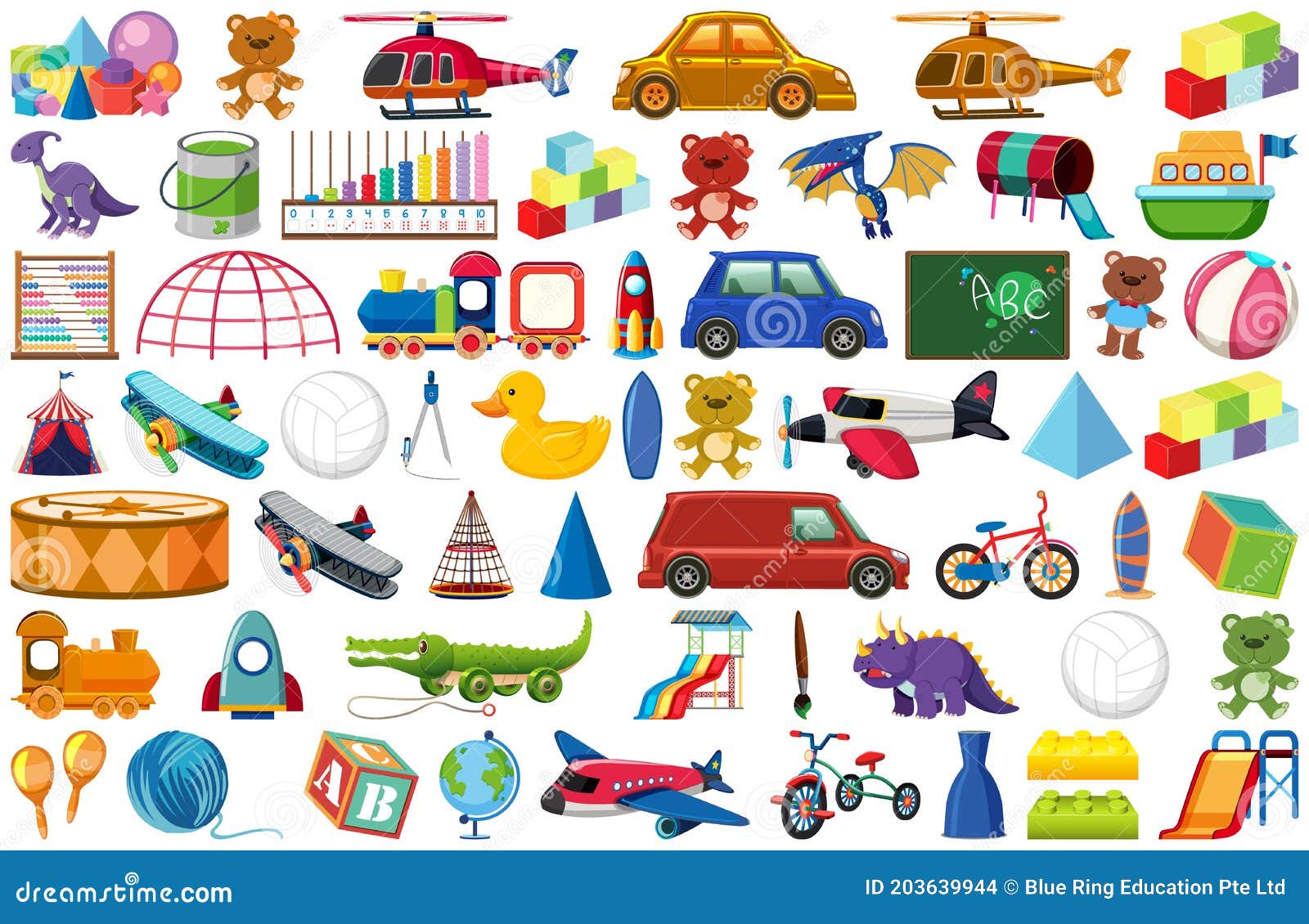 Set of Various Objects Cartoon Stock Vector - Illustration of guitar ...