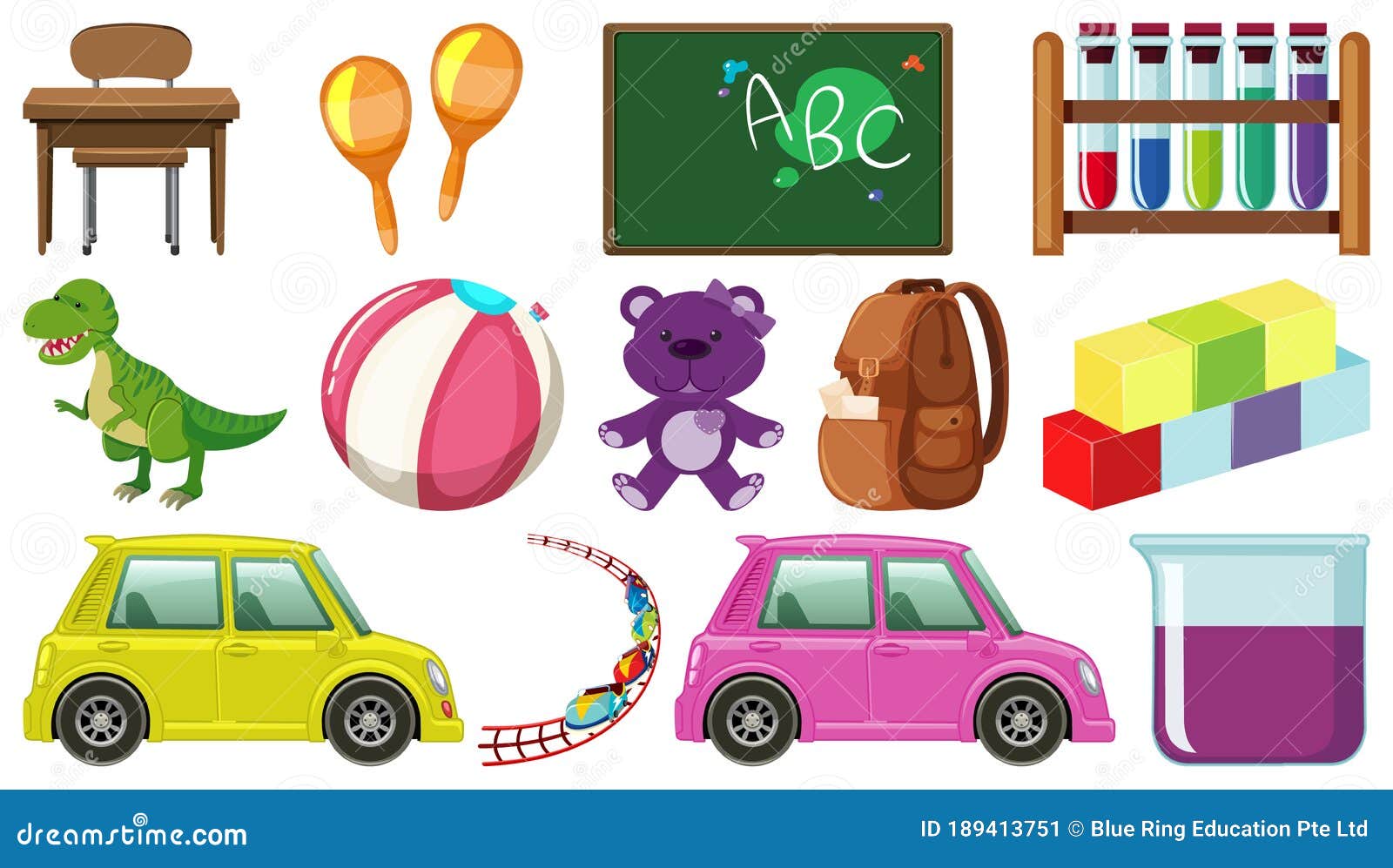 Set of Various Objects Cartoon Stock Vector - Illustration of border ...