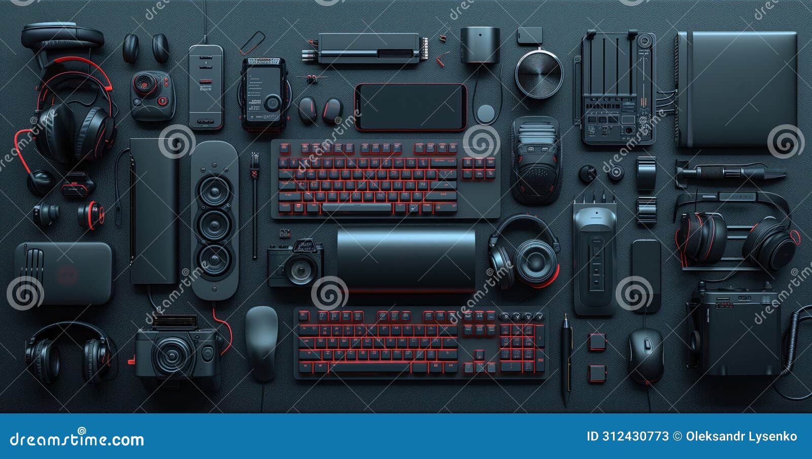 Set of Various Office Electronics Top View Stock Illustration ...