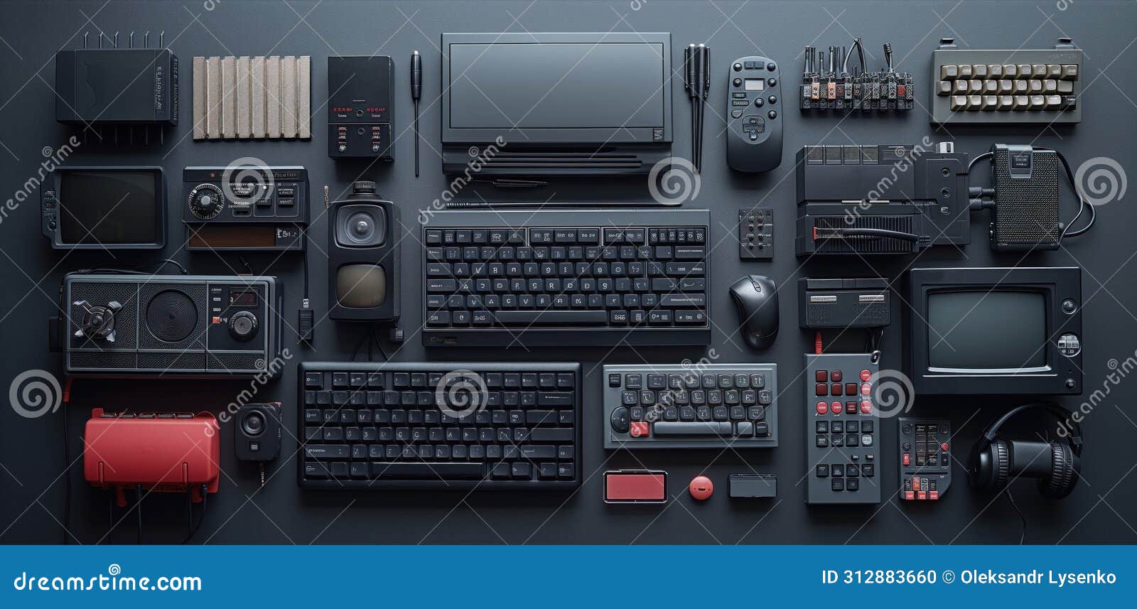 Set of Various Office Electronics Top View Stock Illustration ...