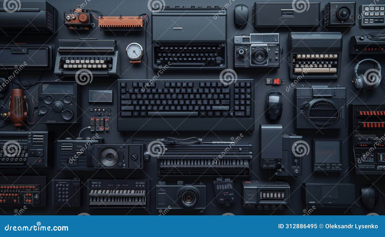 Set of Various Office Electronics Top View Stock Illustration ...