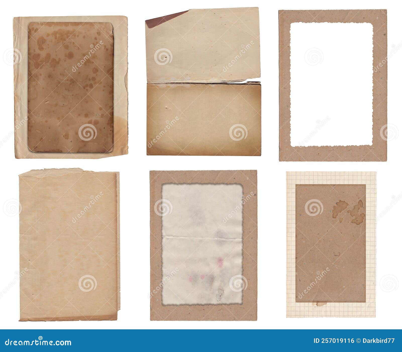 Set of Various Old Papers and Postcards with Scratches and Stains ...