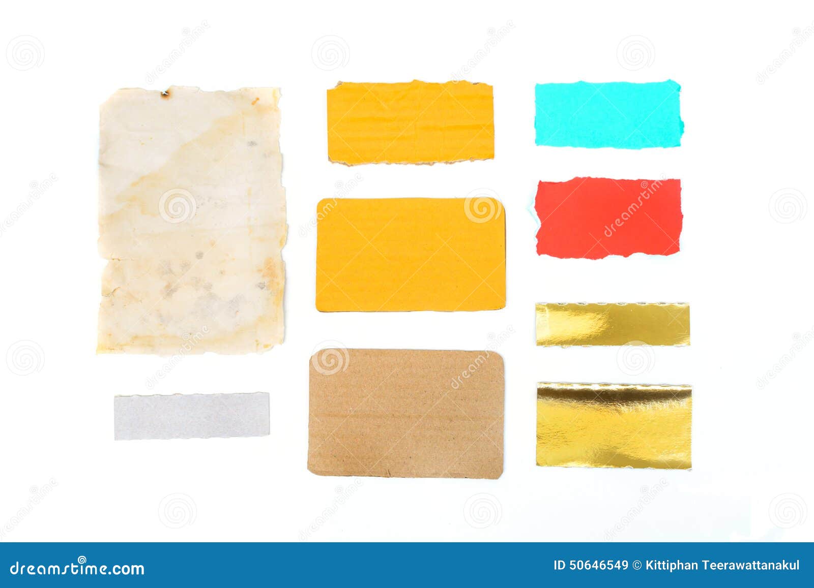 Set of Various Paper Pieces Stock Image - Image of business, brown ...