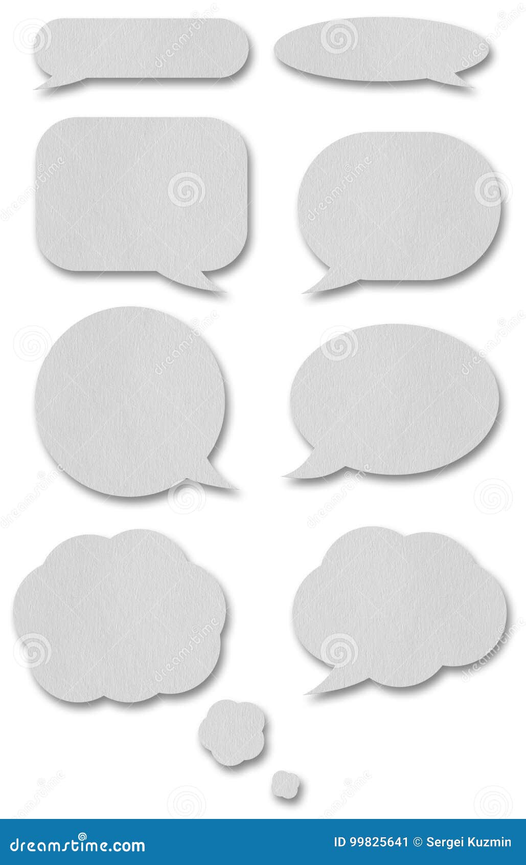 Set of Various Paper Speech Bubbles Stock Illustration - Illustration ...