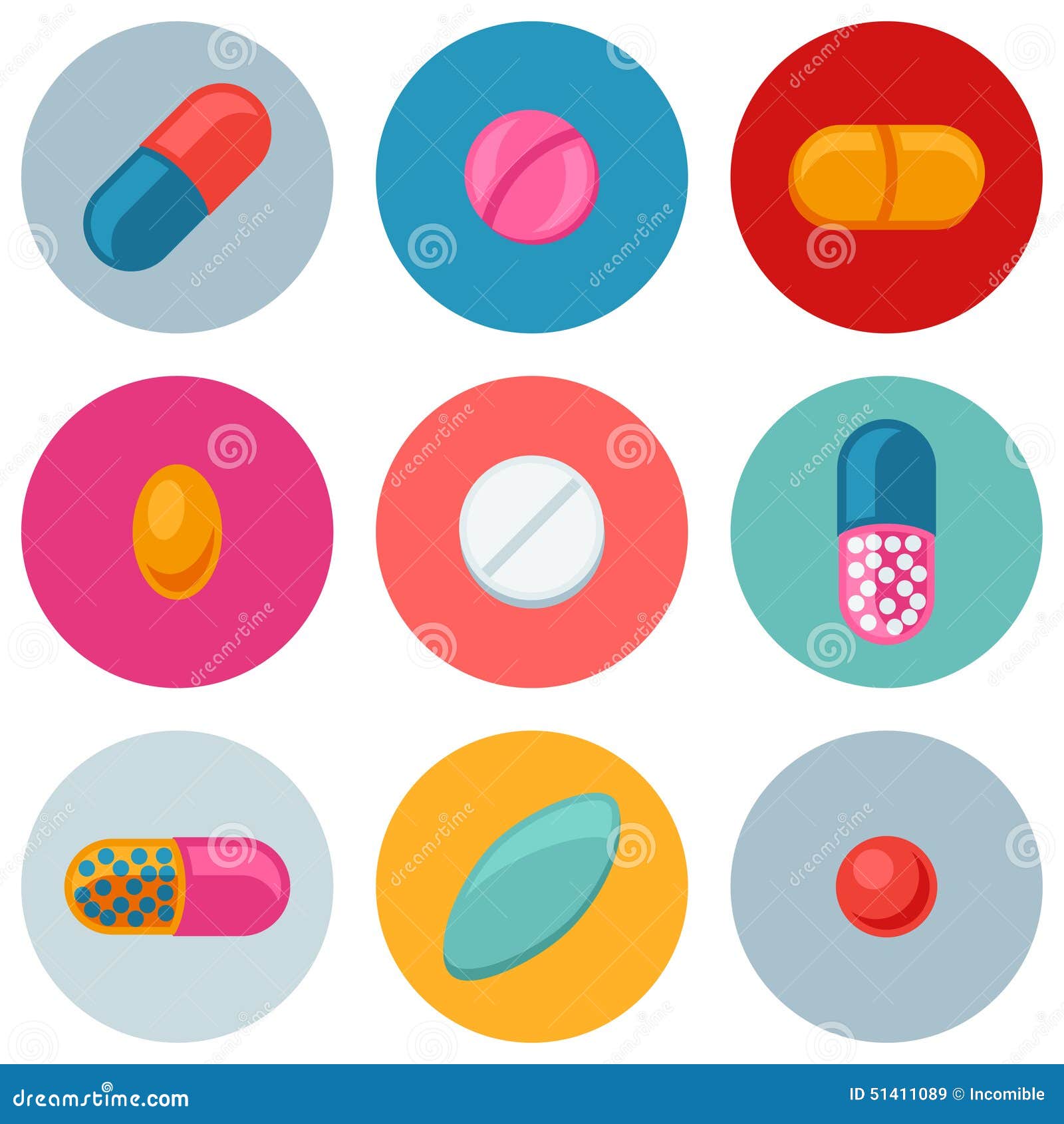 Set of Various Pills and Capsules Icons Stock Vector - Illustration of ...
