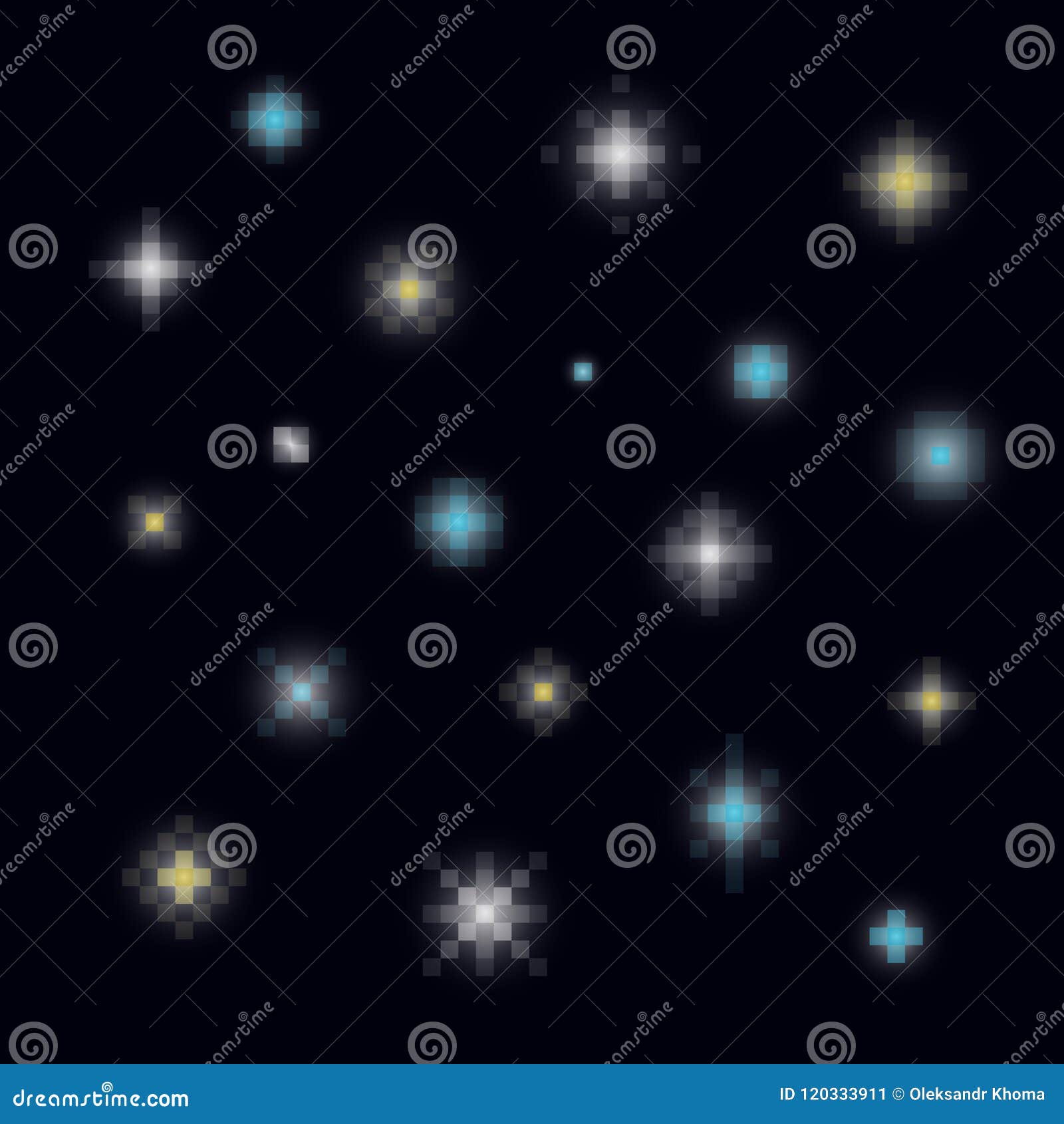 A Set of Various Pixel Art or 8-bit Style Night Stars Stock Vector ...