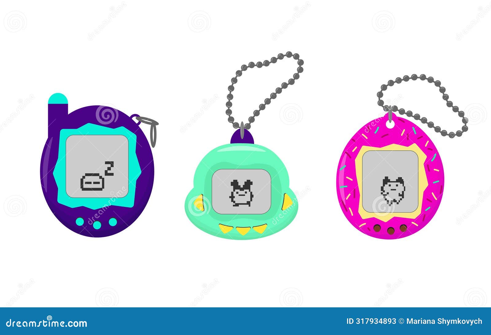 A Set of Various Pocket Games of the 90s. Vintage Games. Vector ...