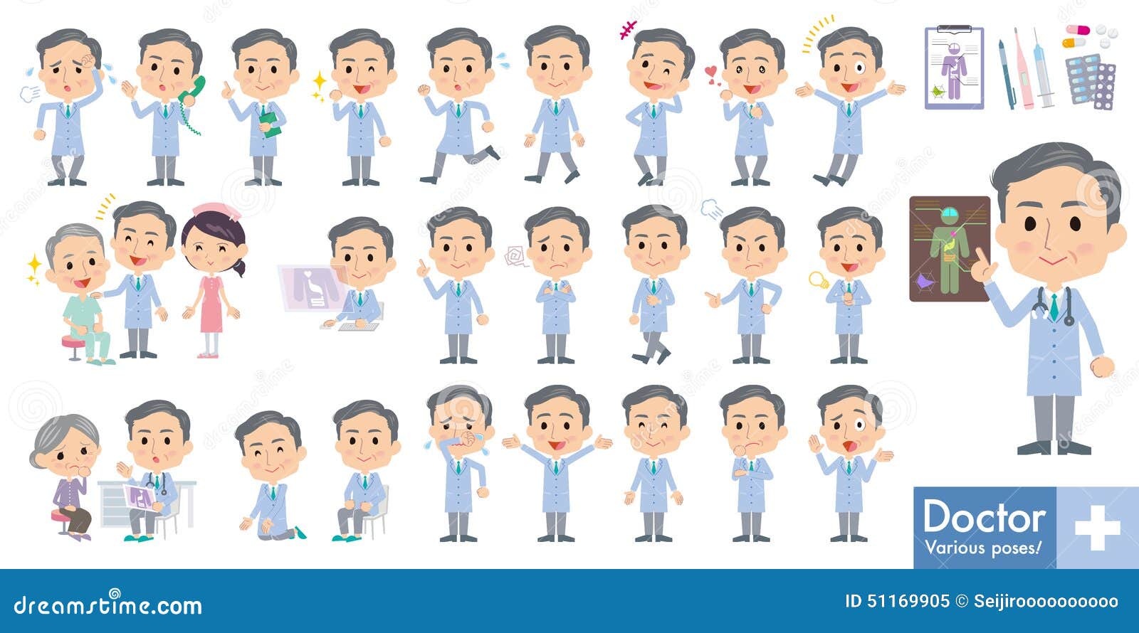 Set of Various Poses of Doctor Stock Vector - Illustration of doctor ...