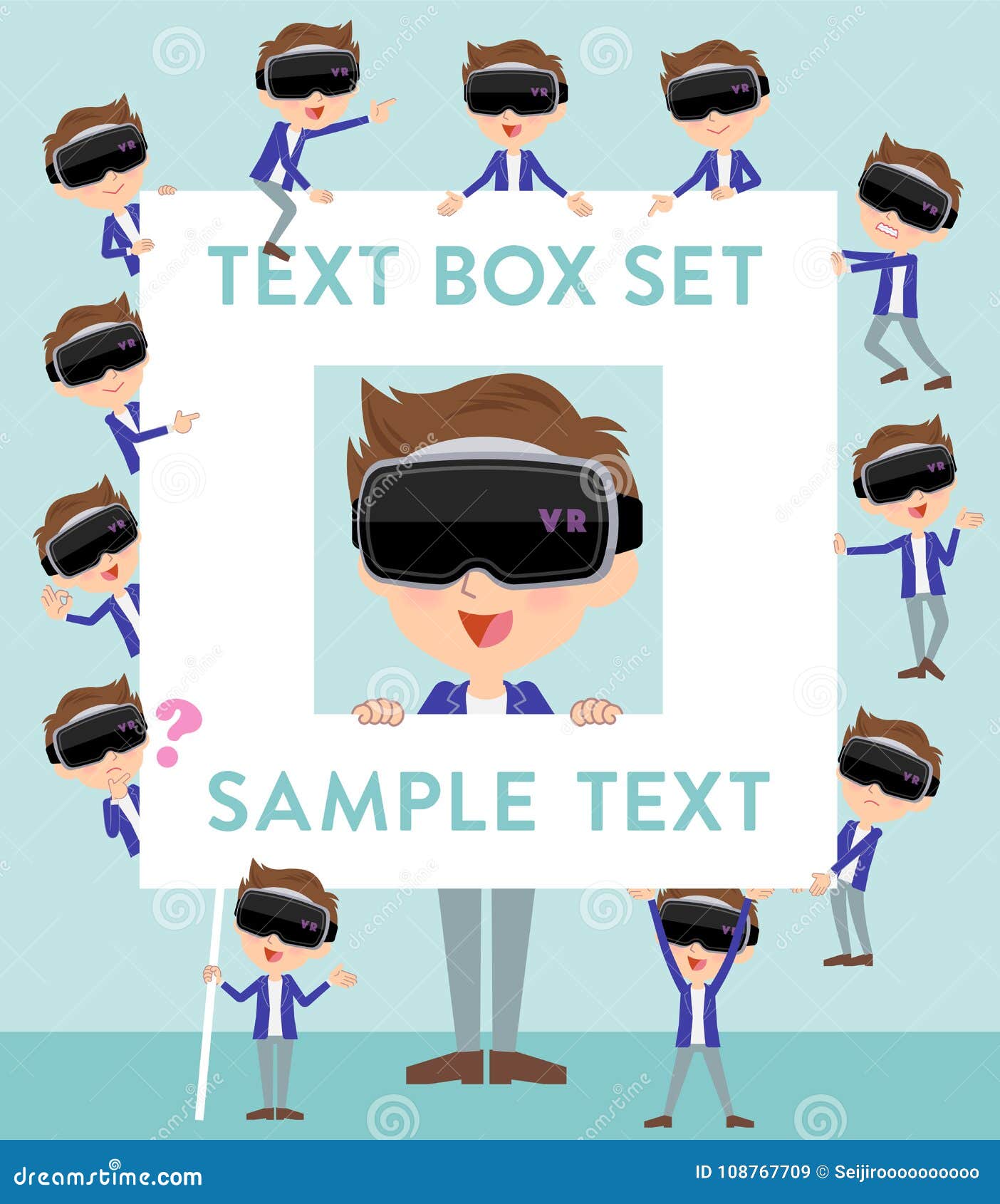 Virtual Reality Goggle Men_text Box Stock Vector - Illustration of copy ...