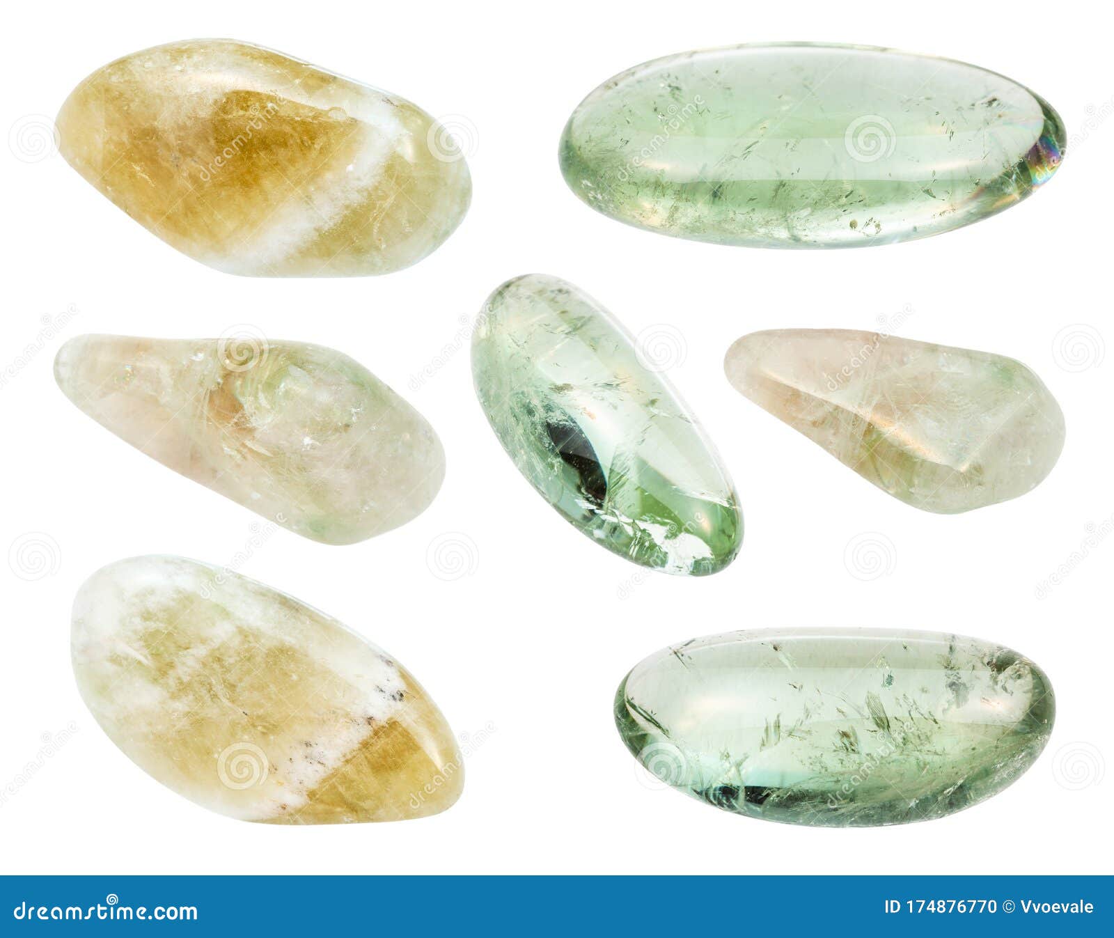 Set of Various Prasiolite Green Quartz Gemstones Stock Photo - Image of ...