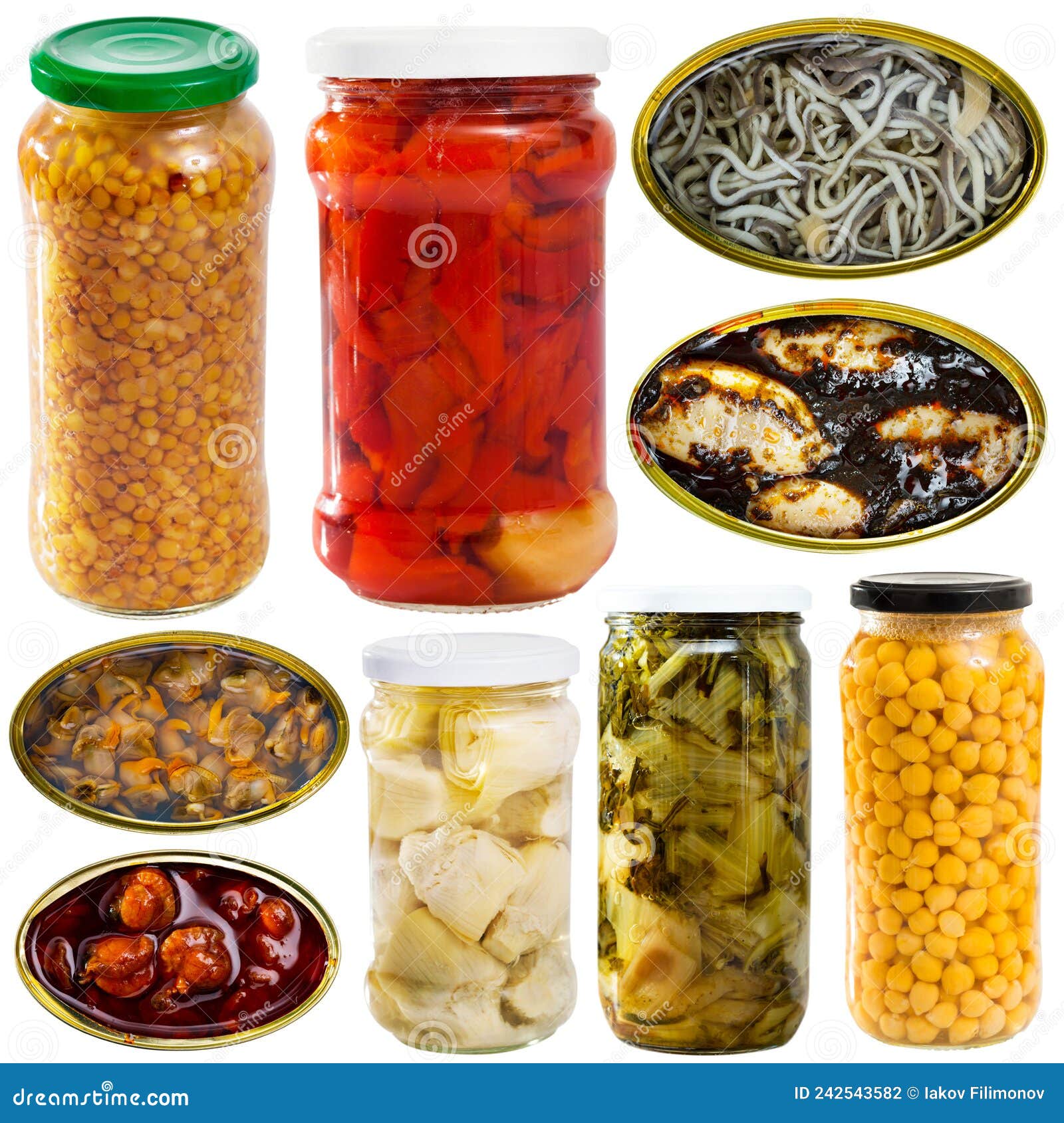 Set of Various Preserves Isolated Stock Photo - Image of traditional ...