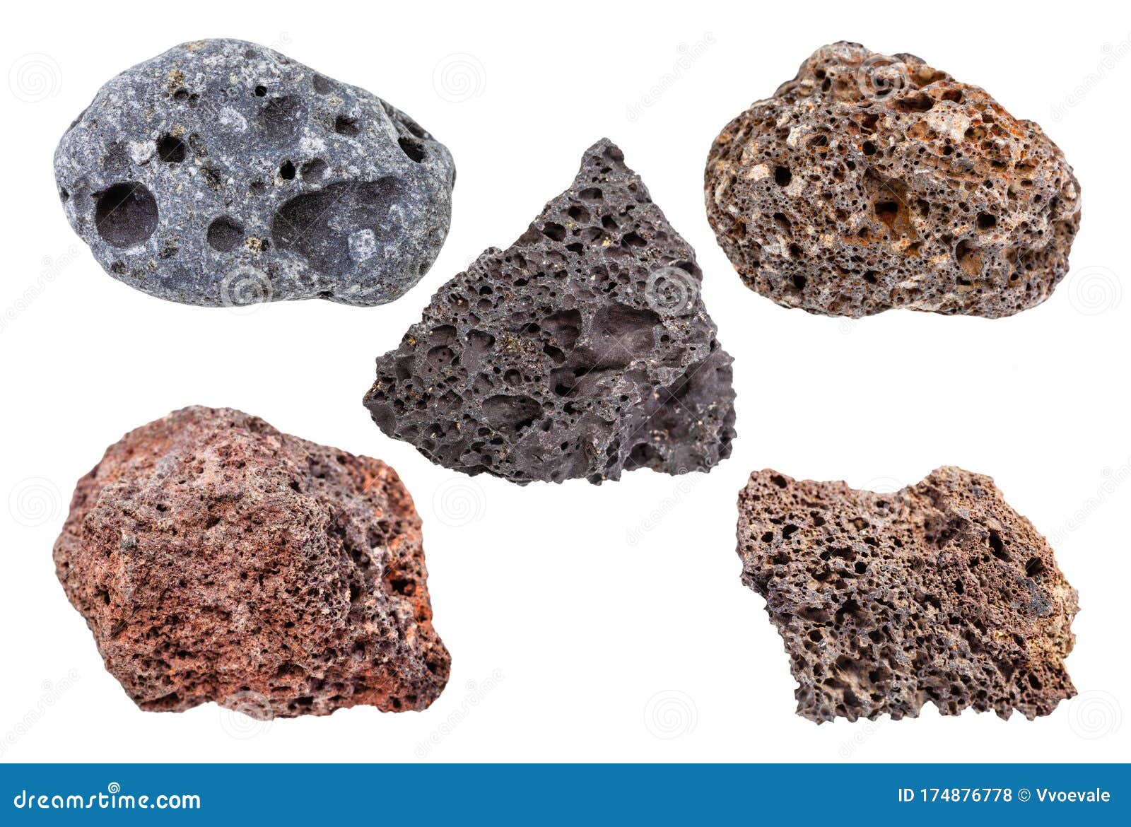 Set of Various Pumice Rocks Isolated on White Stock Photo - Image of ...