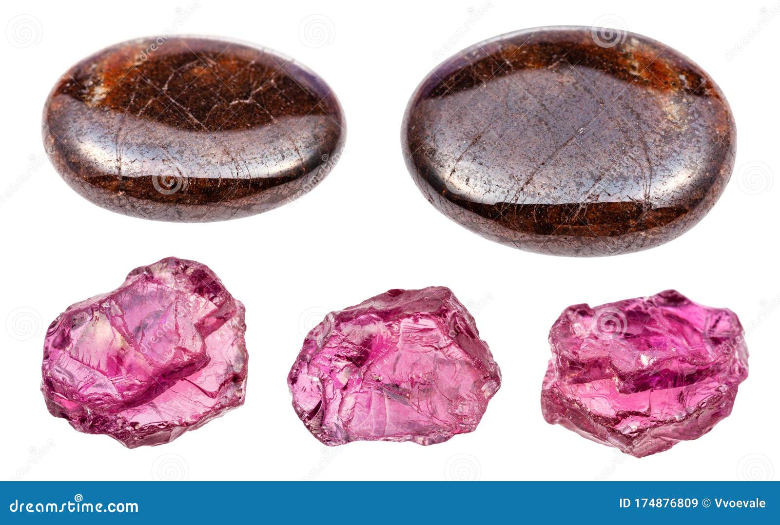Set of Various Pyrope Garnet Gemstones Isolated Stock Image - Image of ...