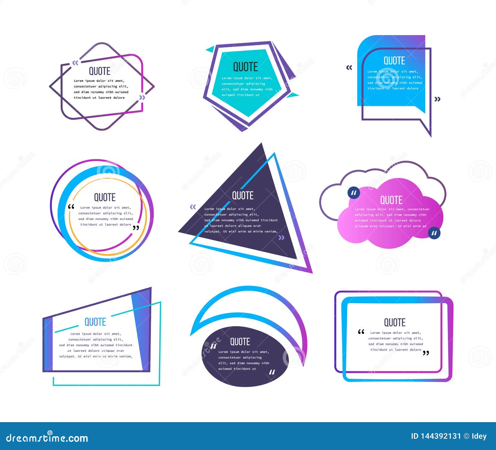 Set of Various Quotes and Speech Bubbles, Blank Layout Template. Stock ...