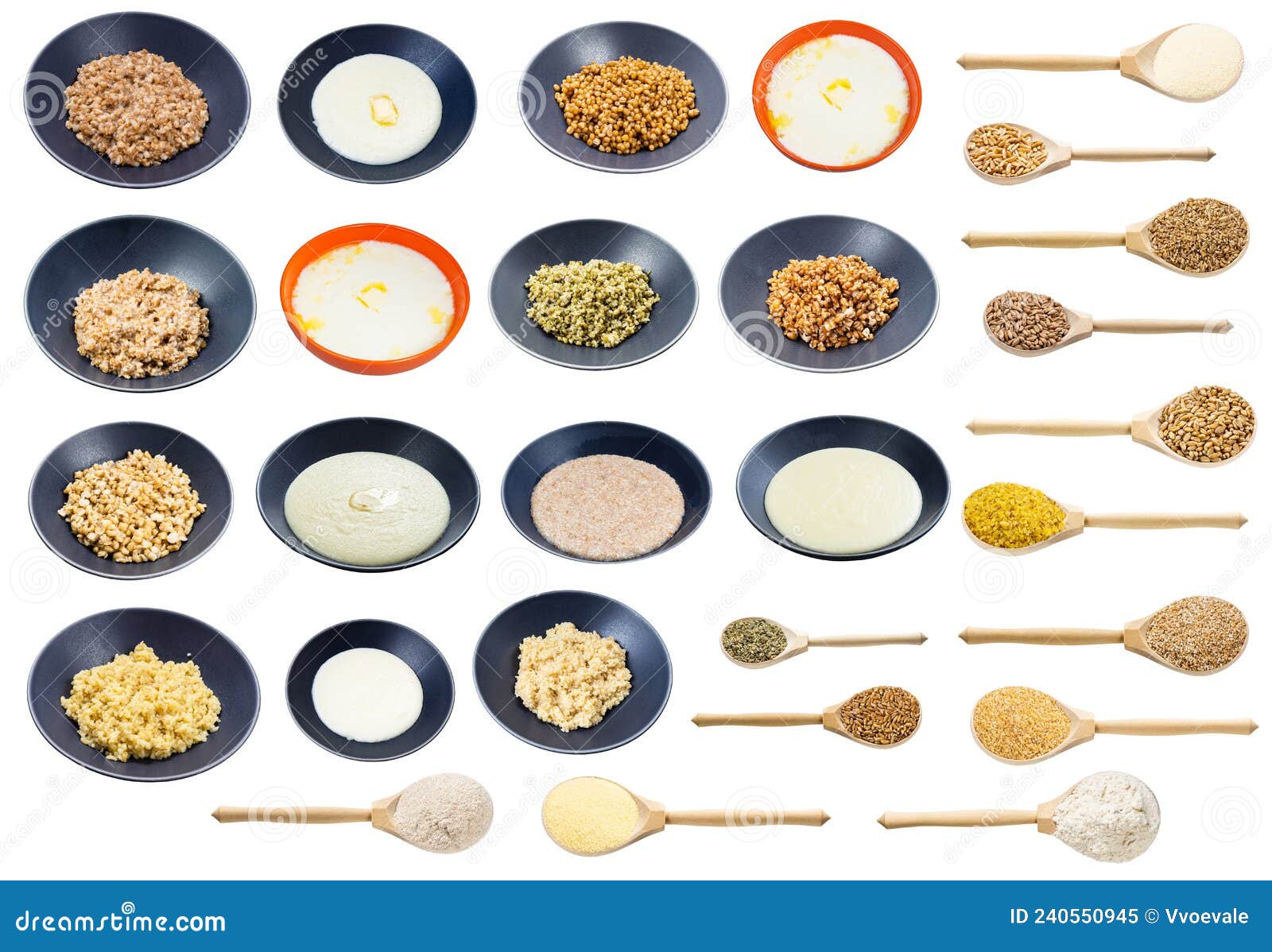 Set of Various Raw and Cooked Different Wheats Stock Image - Image of ...