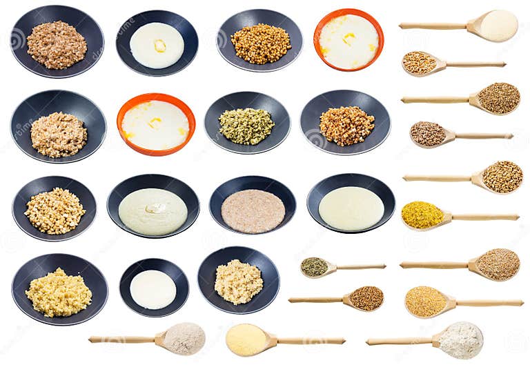 Set of Various Raw and Cooked Different Wheats Stock Image - Image of ...