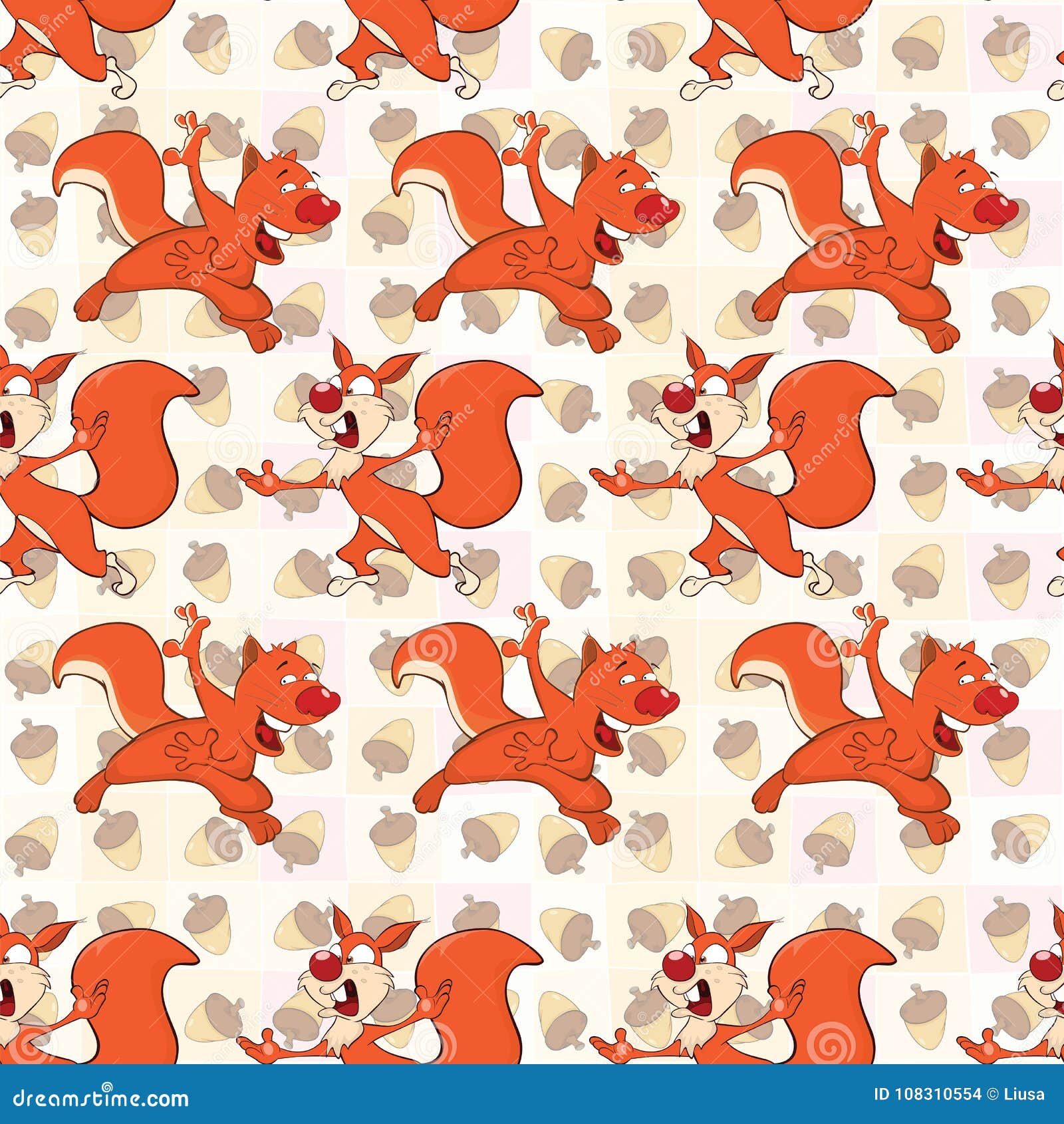 Background with Cute Squirrels. Seamless Pattern Stock Vector ...