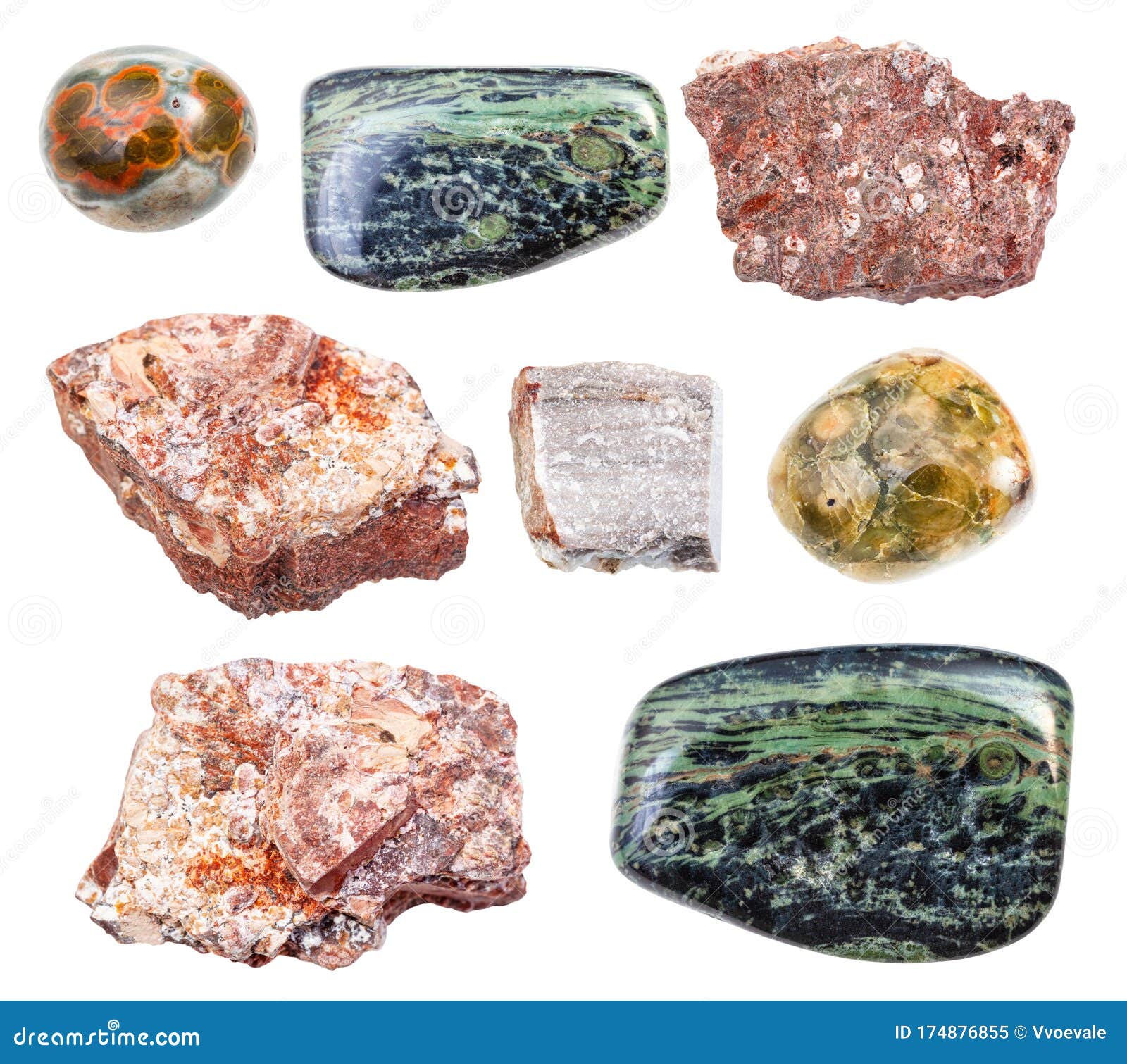 Set of Various Rhyolite Rocks Isolated on White Stock Image - Image of ...