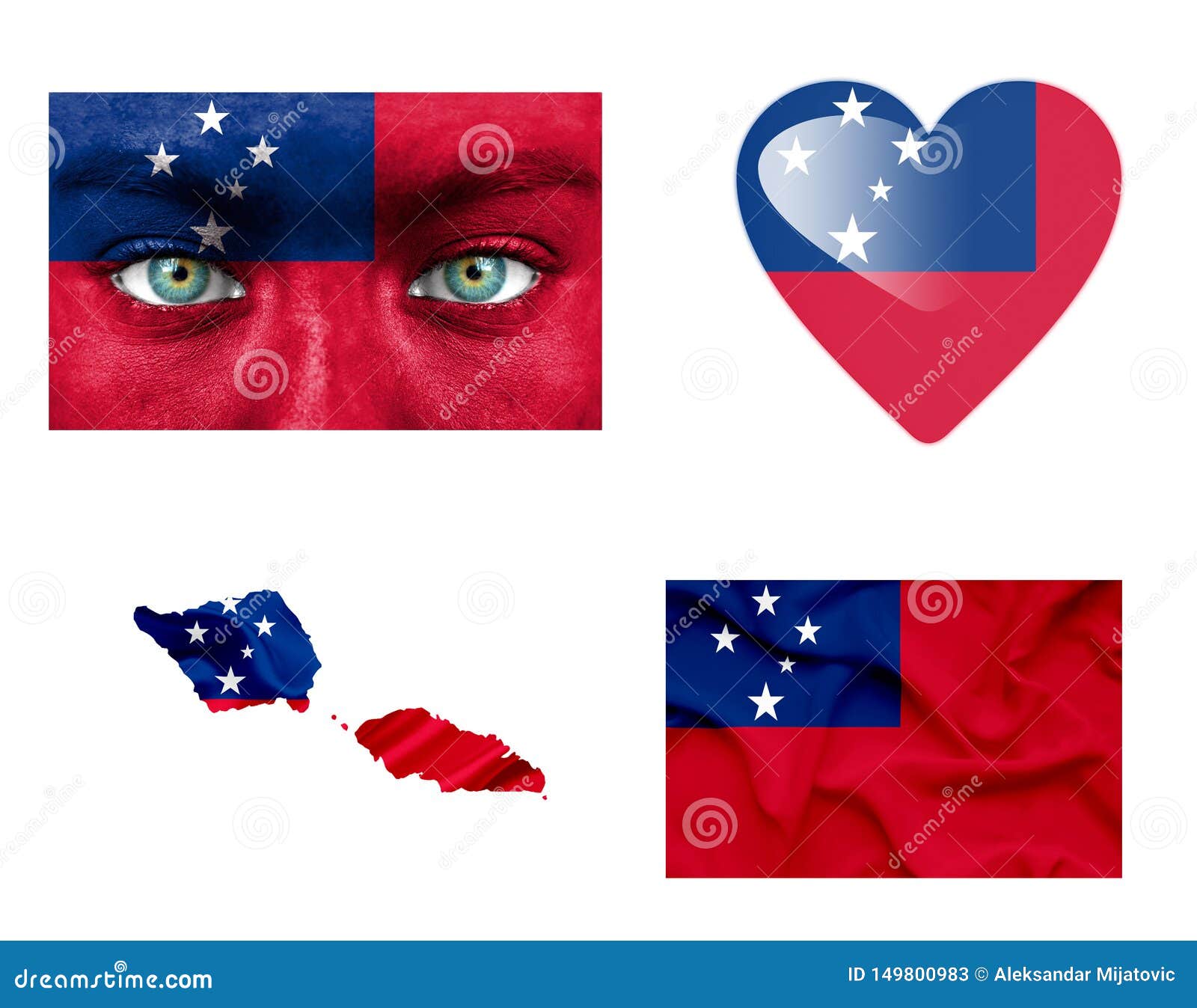 Set of various Samoa flags stock illustration. Illustration of national ...