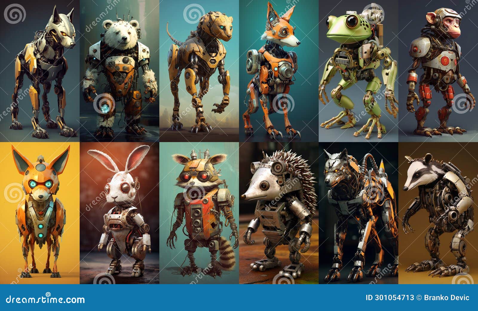 Animal Robots Isometric Emblem Cartoon Vector | CartoonDealer.com ...