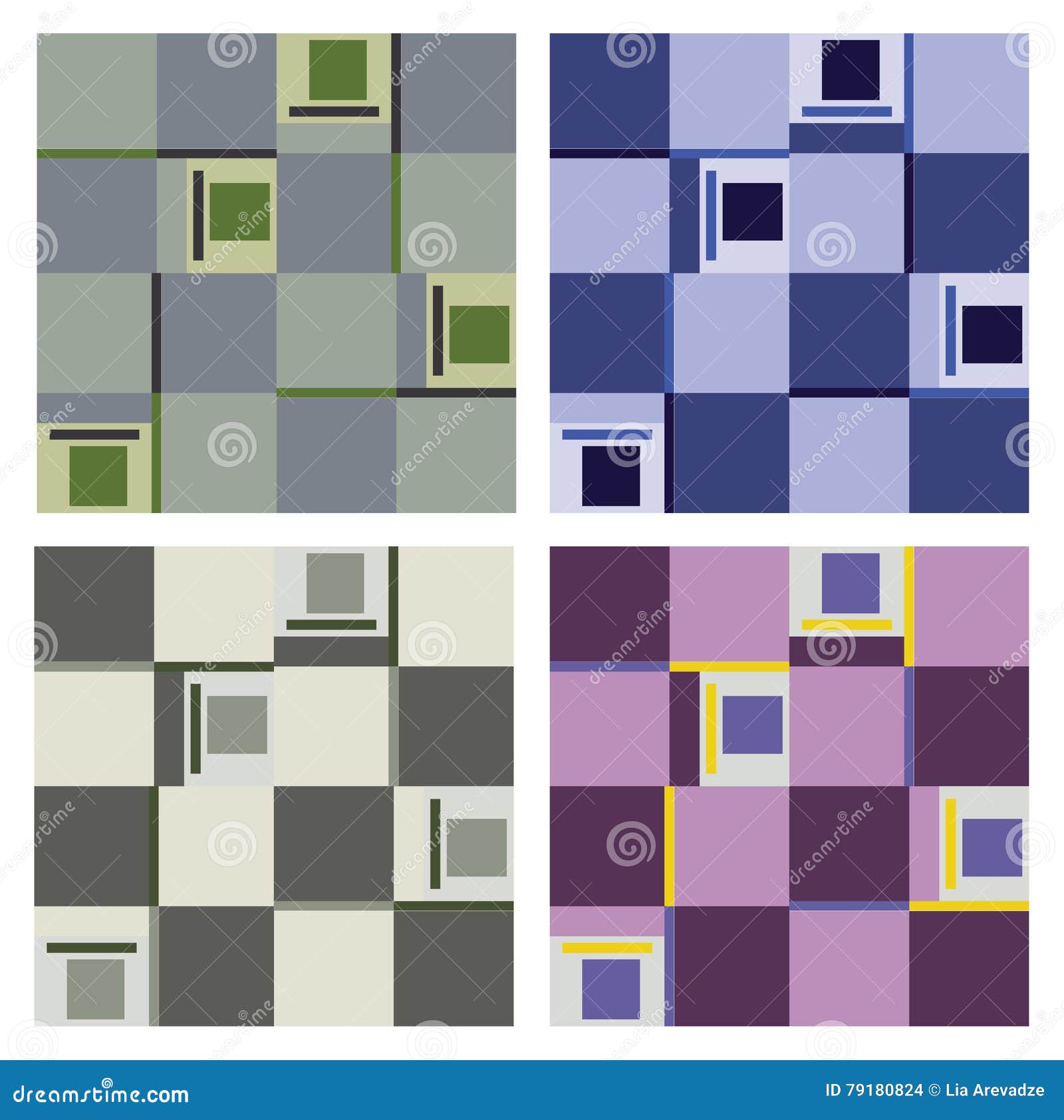 Set of Various Seamless Patterns of Quadrants Stock Vector ...