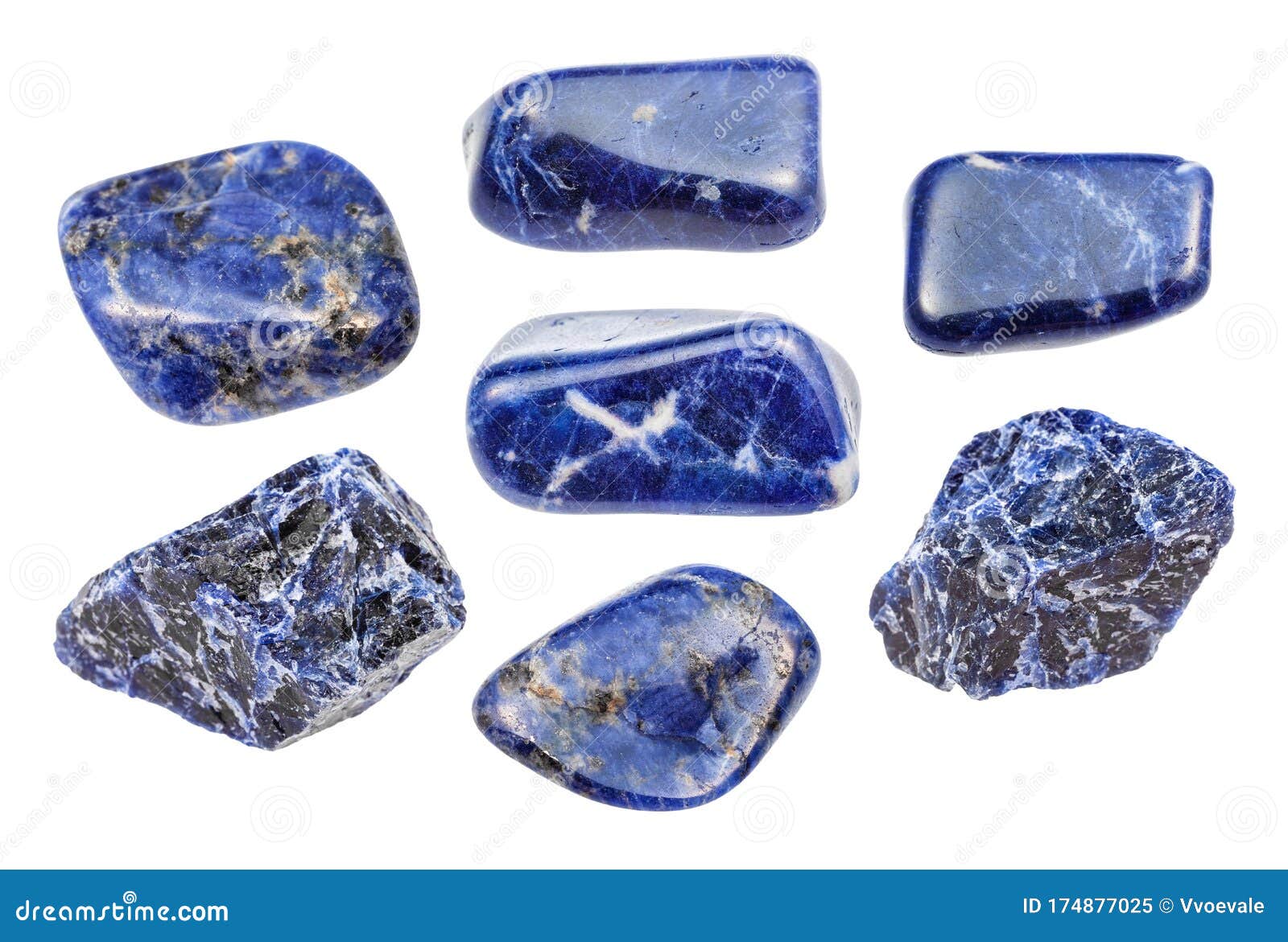Set of Various Sodalite Gemstones Isolated Stock Image - Image of ...
