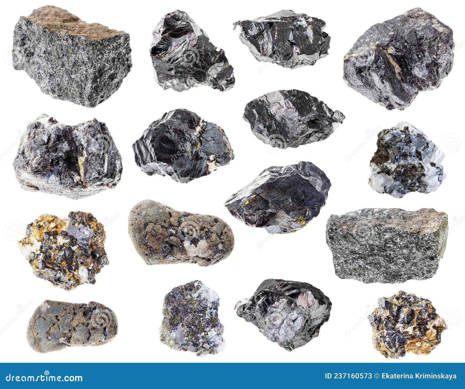 Set of Various Sphalerite Stones Cutout on White Stock Image - Image of ...
