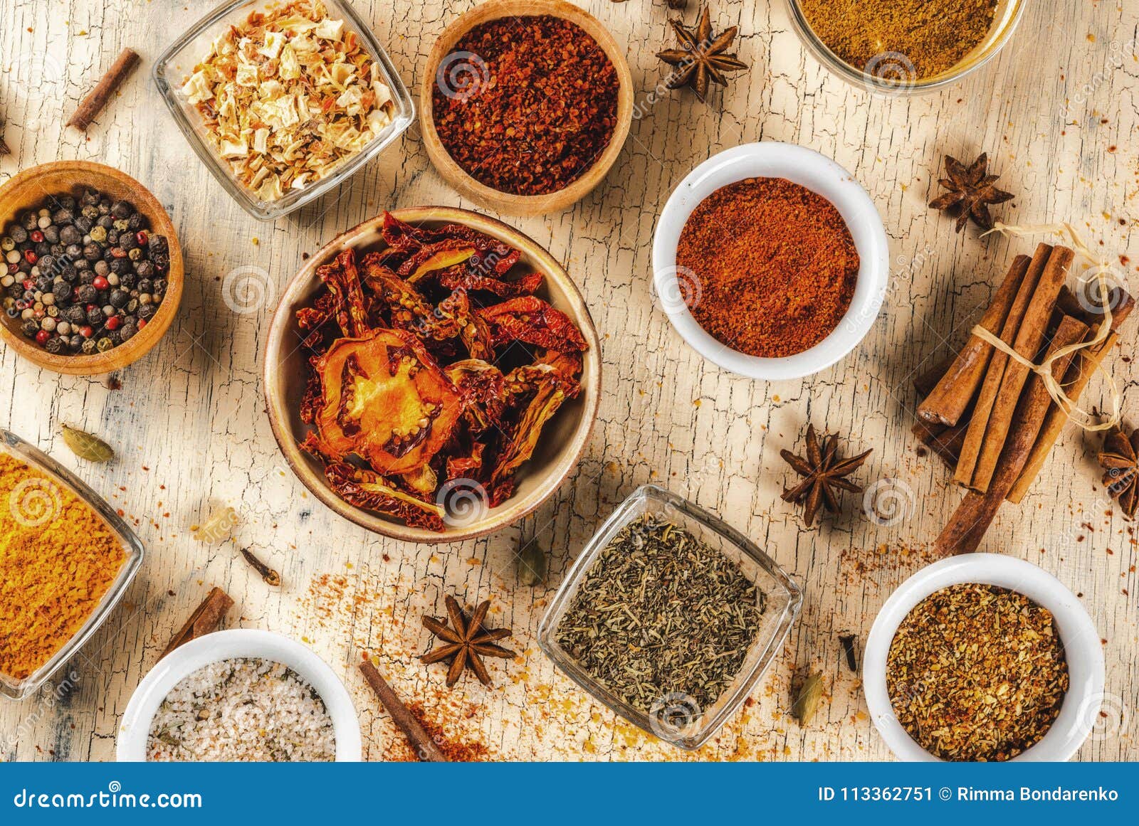Set of various spices stock image. Image of powder, food - 113362751