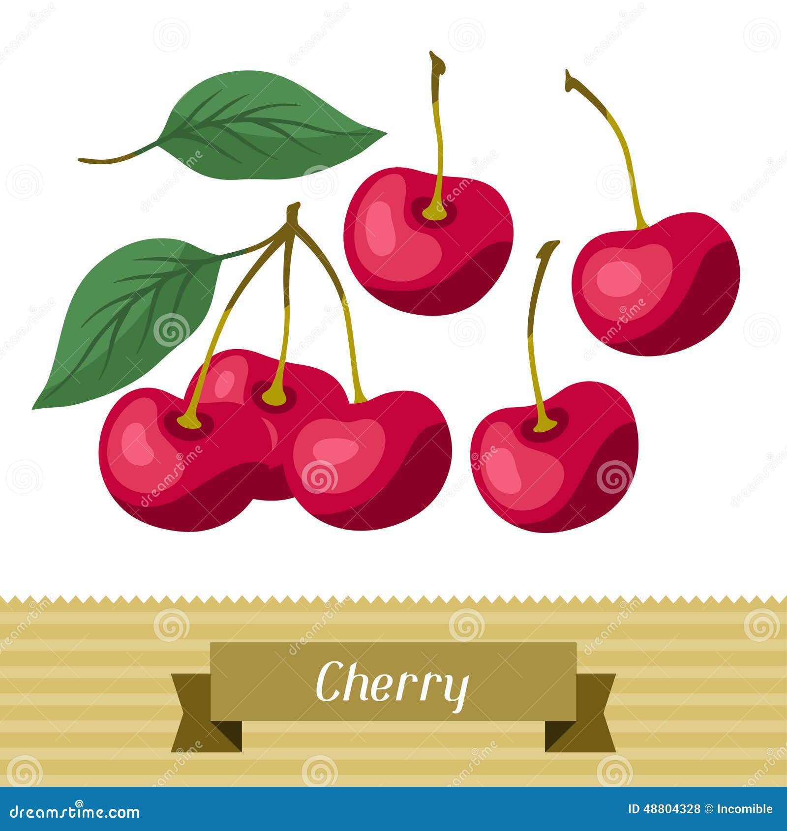 Set of Various Stylized Cherries. Stock Vector - Illustration of ...