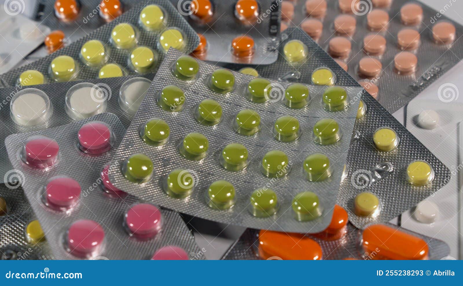 A Set of Various Tablets and Capsules in Blisters Stock Image - Image ...