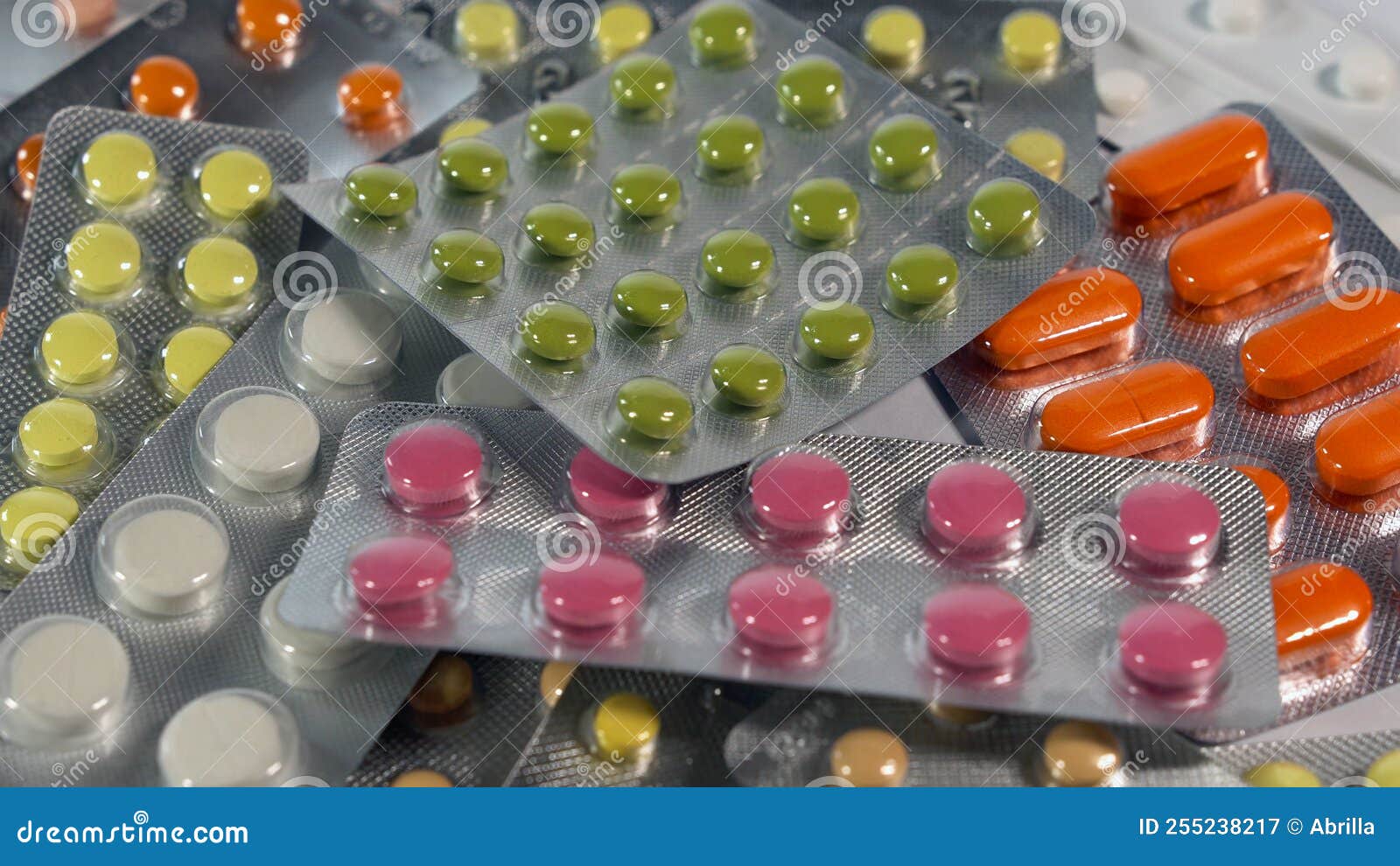 A Set of Various Tablets and Capsules in Blisters Stock Image - Image ...
