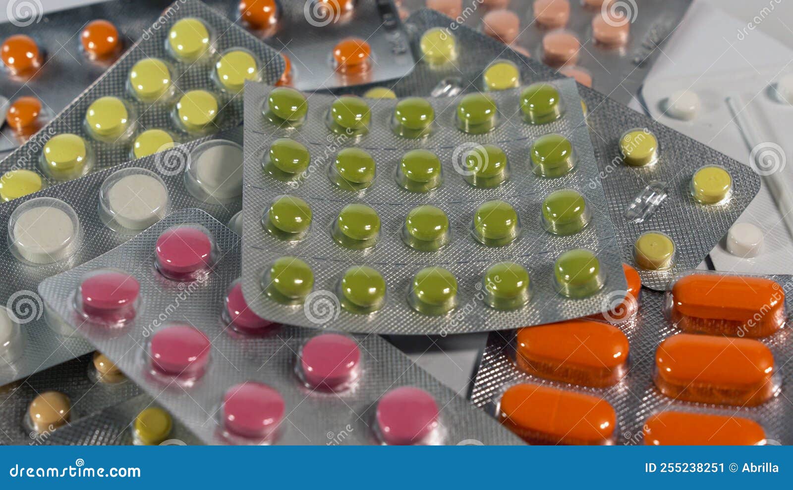 A Set of Various Tablets and Capsules in Blisters Stock Image - Image ...