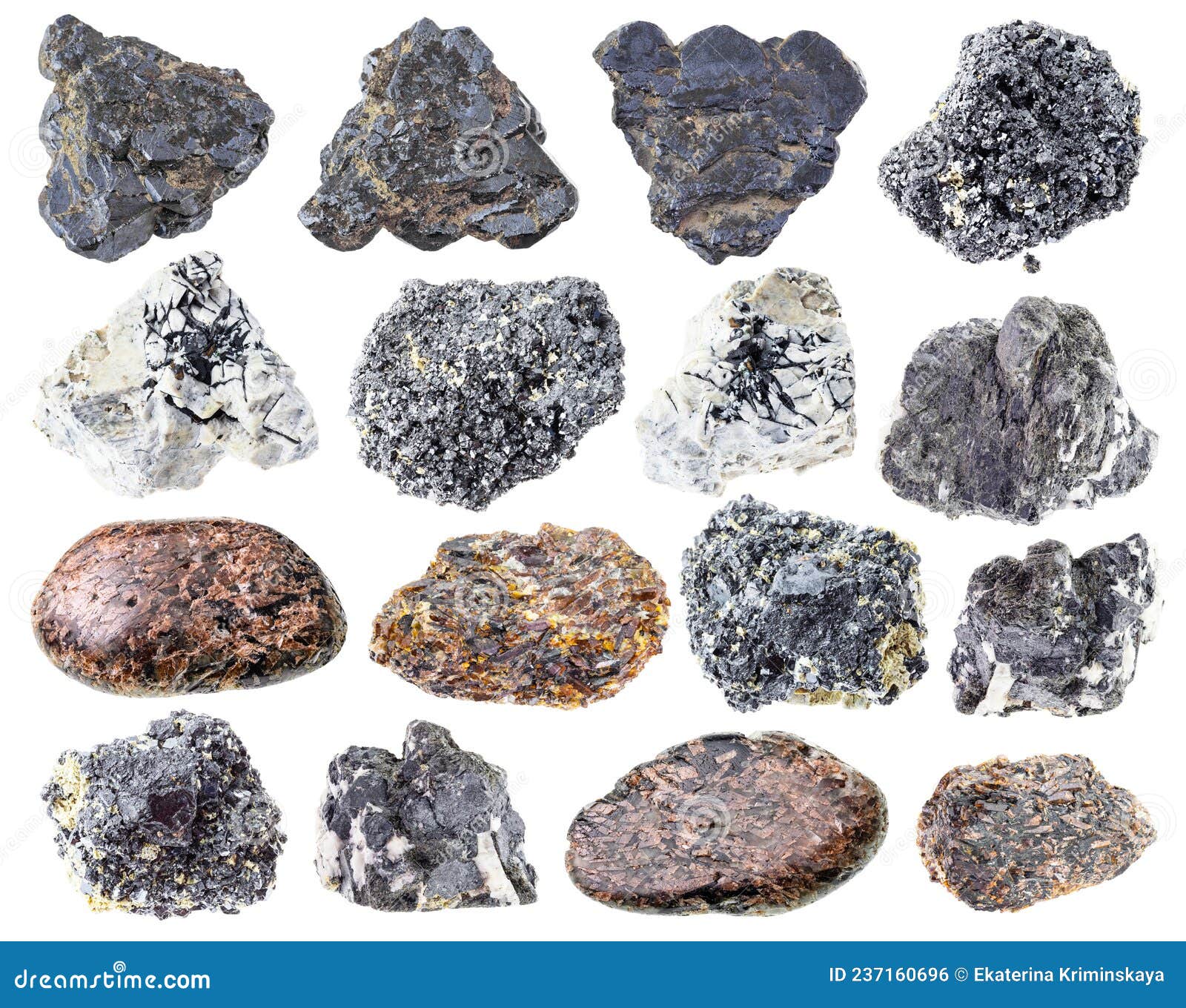 Set of Various Titanium Ores Cutout on White Stock Photo - Image of ...