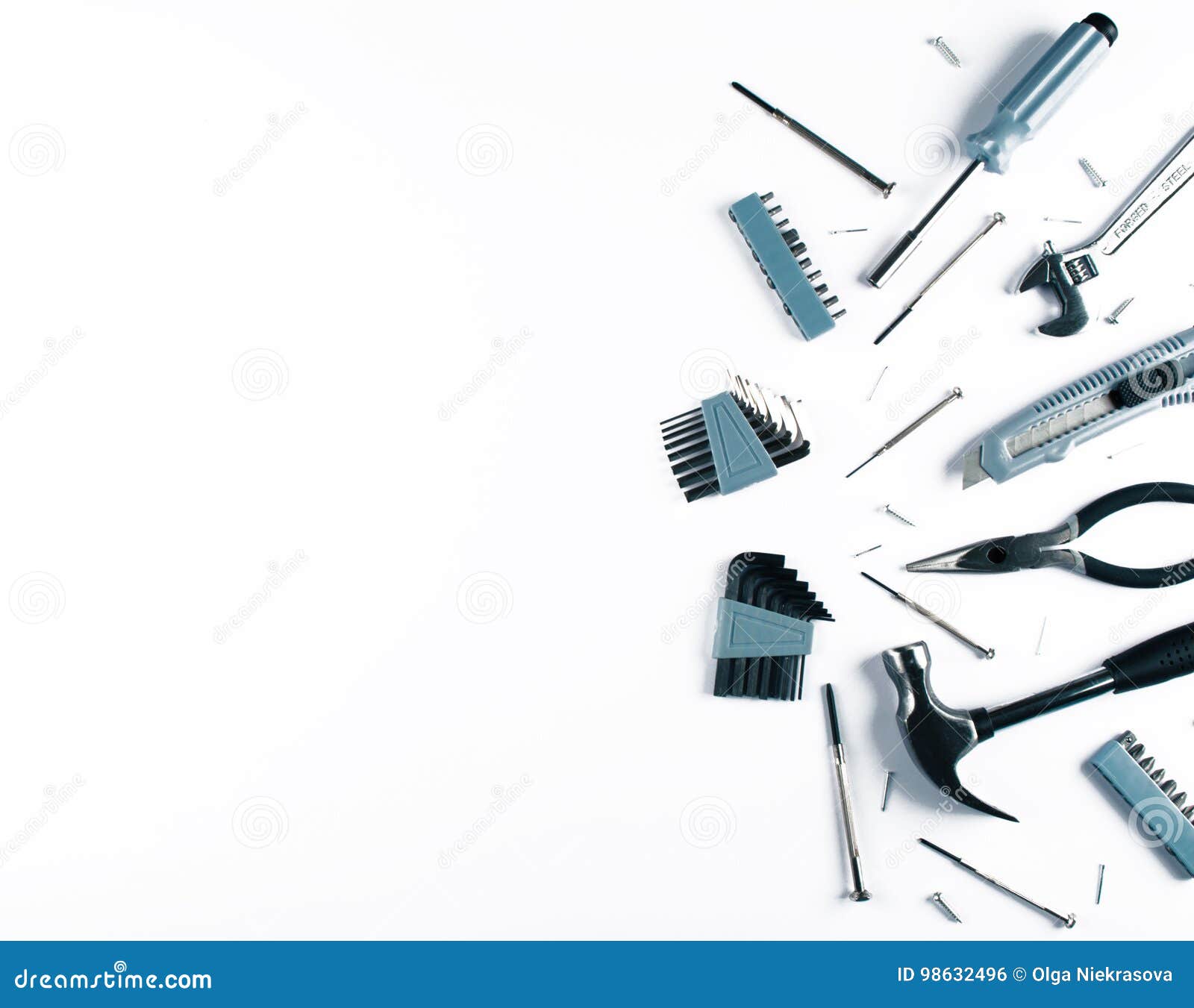 Set of Various Tools on White Background. Stock Photo - Image of ...